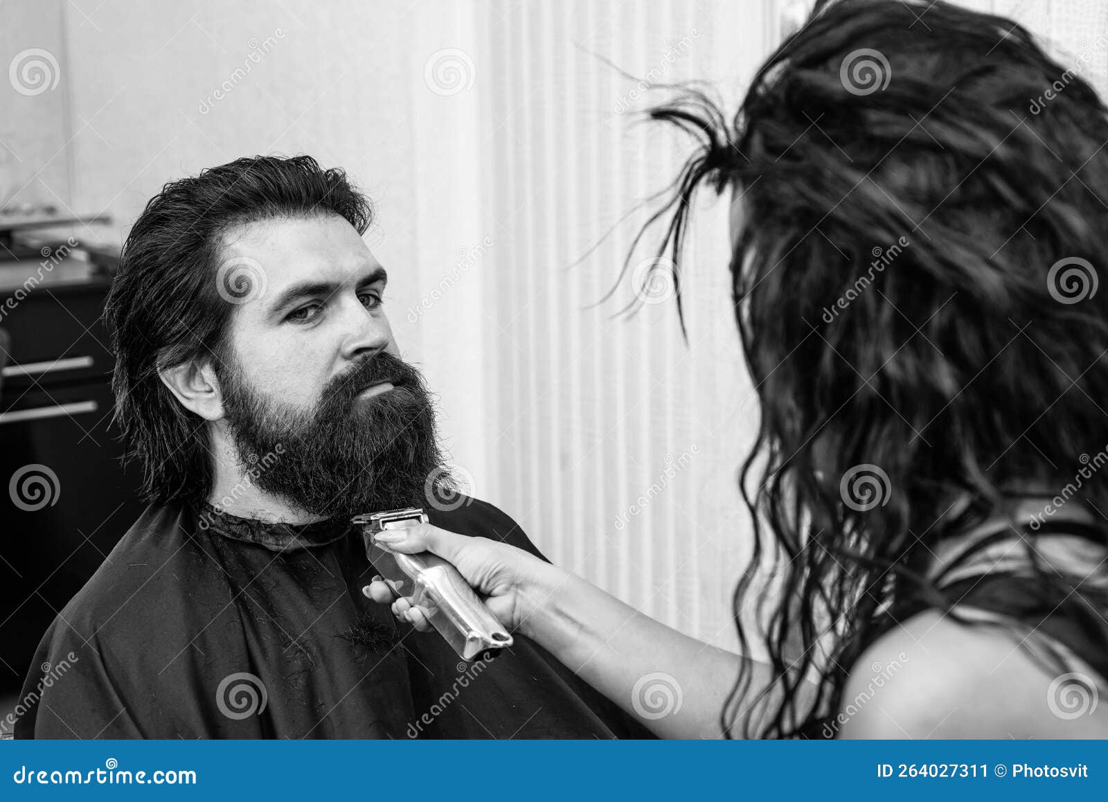 Mature Hipster with Beard and Moustache Care His Hair in Barbershop ... Mature Hipster with Beard and Moustache Care His Hair in Barbershop ...