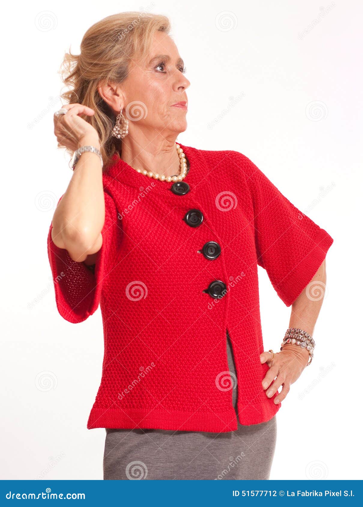 Mature Lady in red stock photo. Image of woman, retired - 51577712