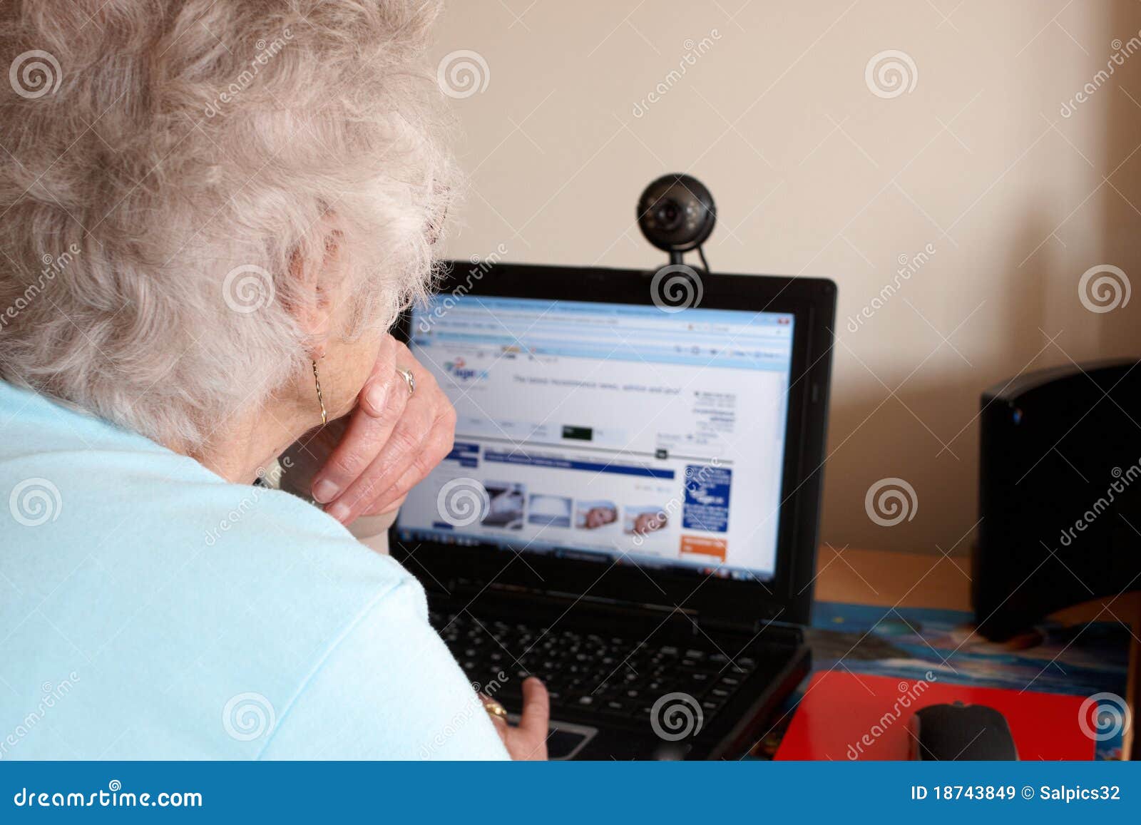 Mature lady using a laptop stock image. Image of mature - 18743849