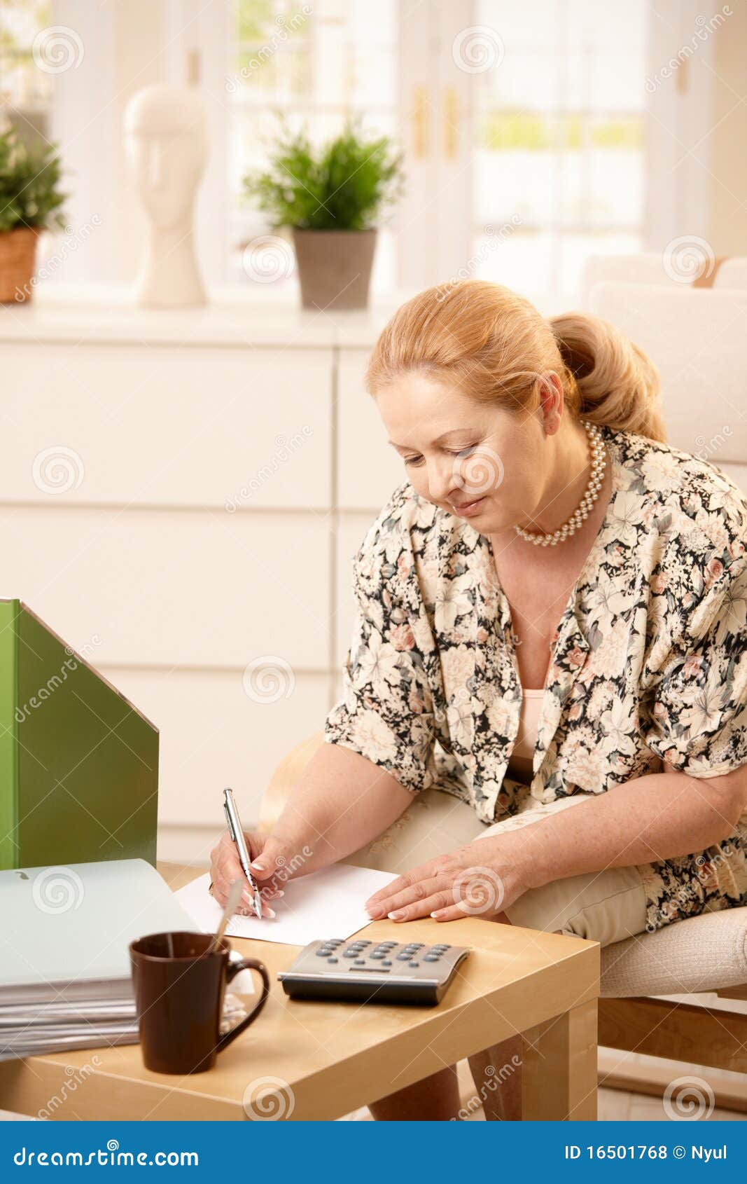 Mature Lady Working at Home Stock Photo - Image of casual, good: 16501768