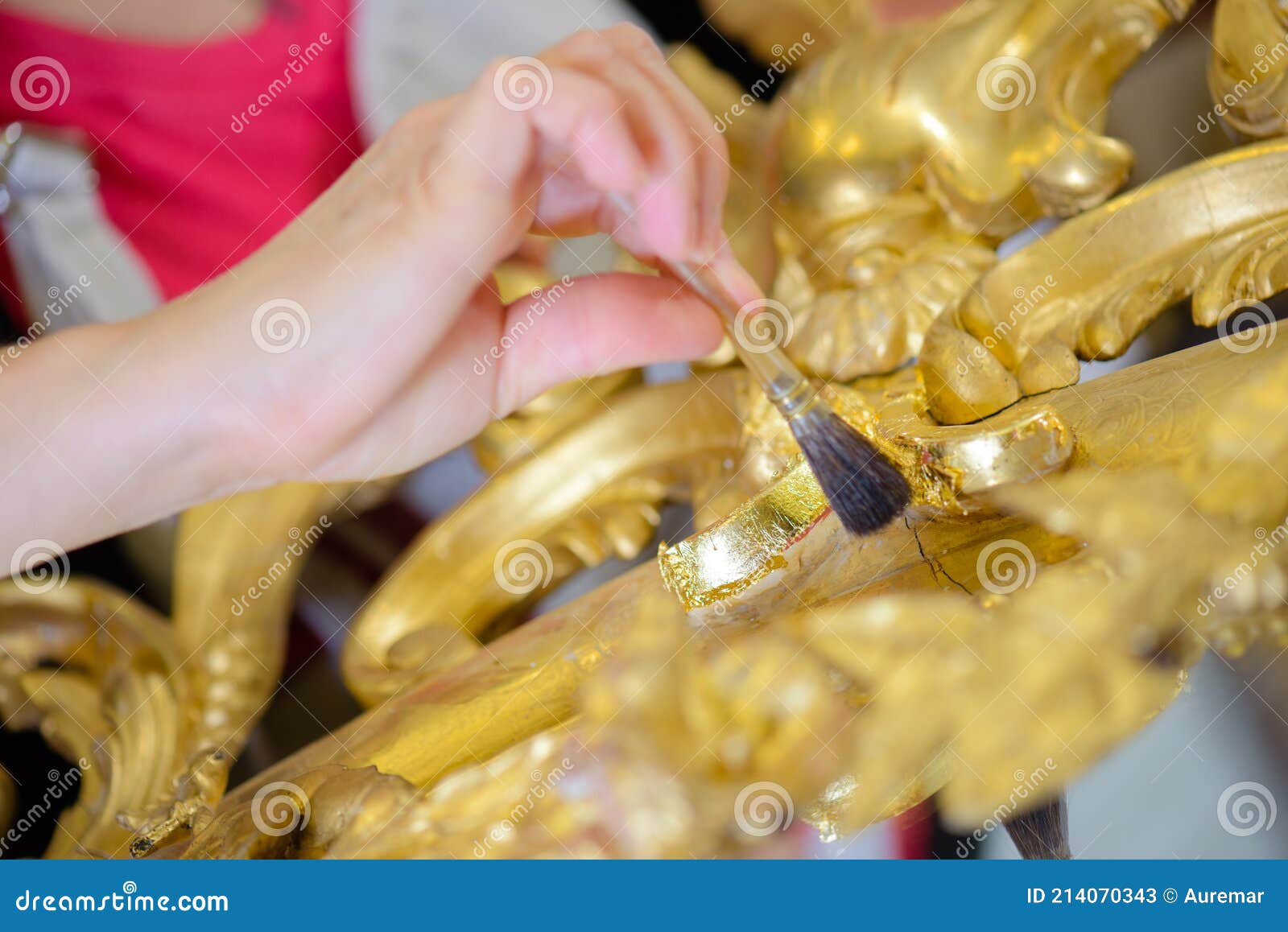 Mature Male Goldsmith Brushing Gold Leaf Stock Image - Image of dealer ...