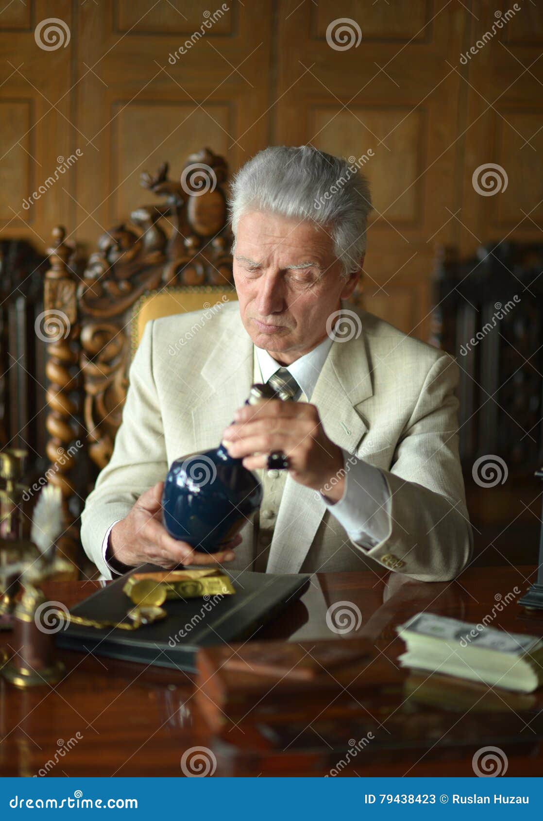 Mature male mafia boss stock image. Image of clock, face - 79438423