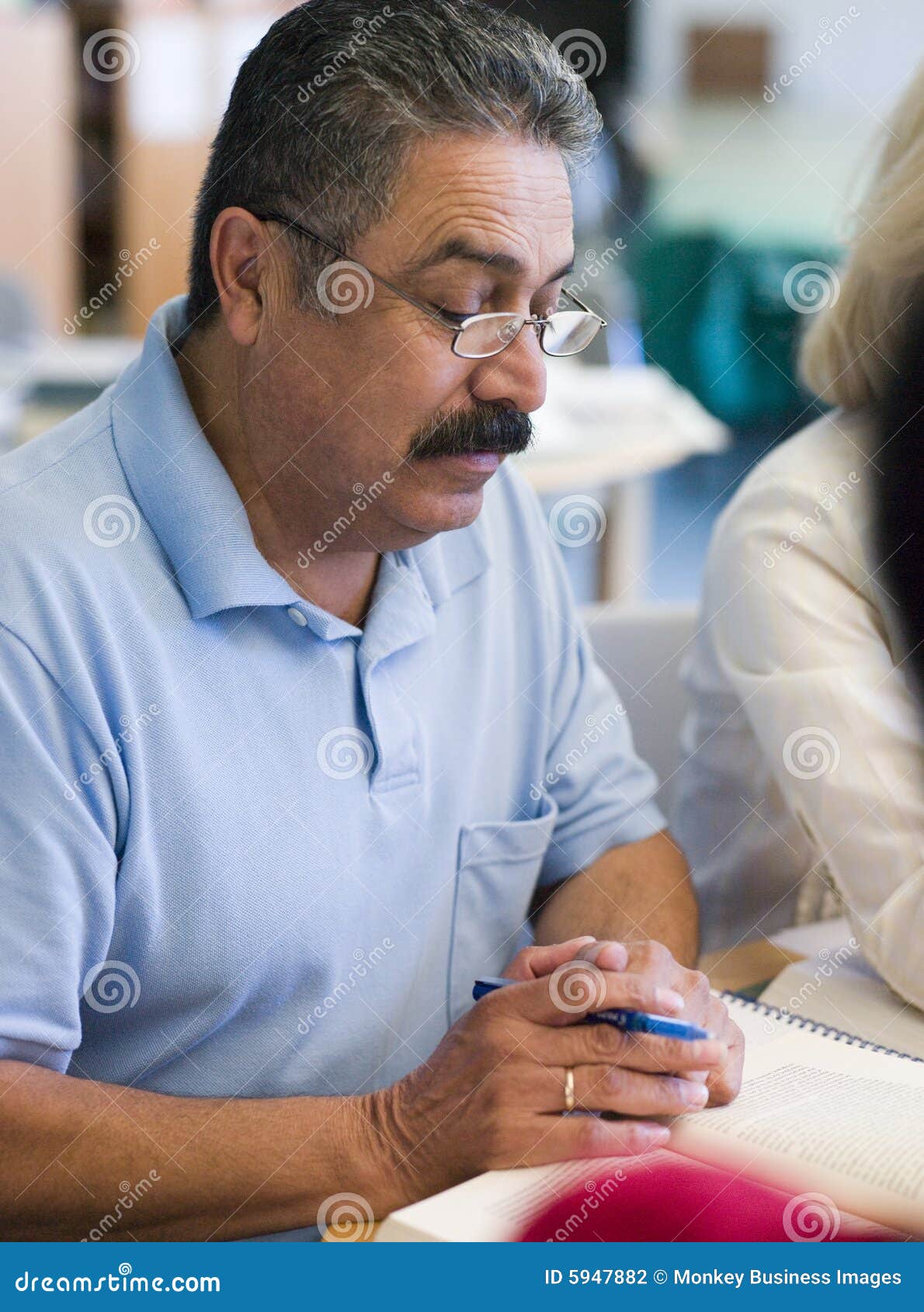 Mature Male Student Studying in Library Stock Photo - Image of aged ...