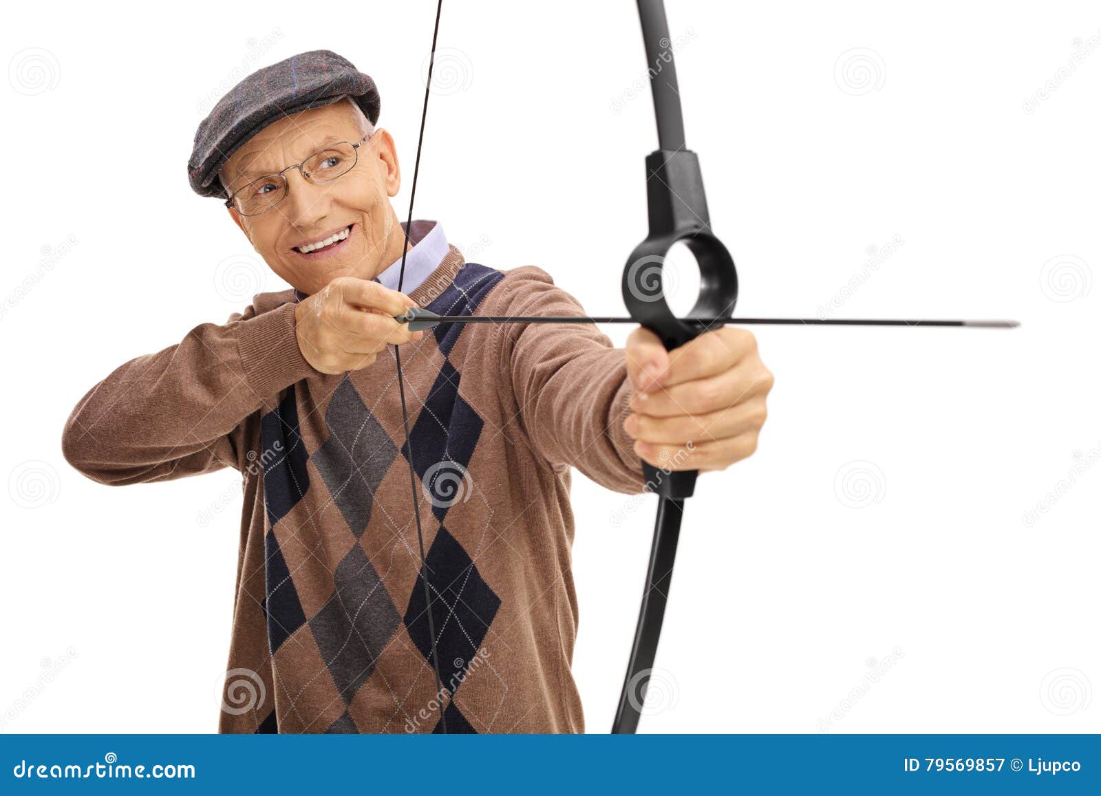 Mature Man Aiming with a Bow and Arrow Stock Image - Image of person ...