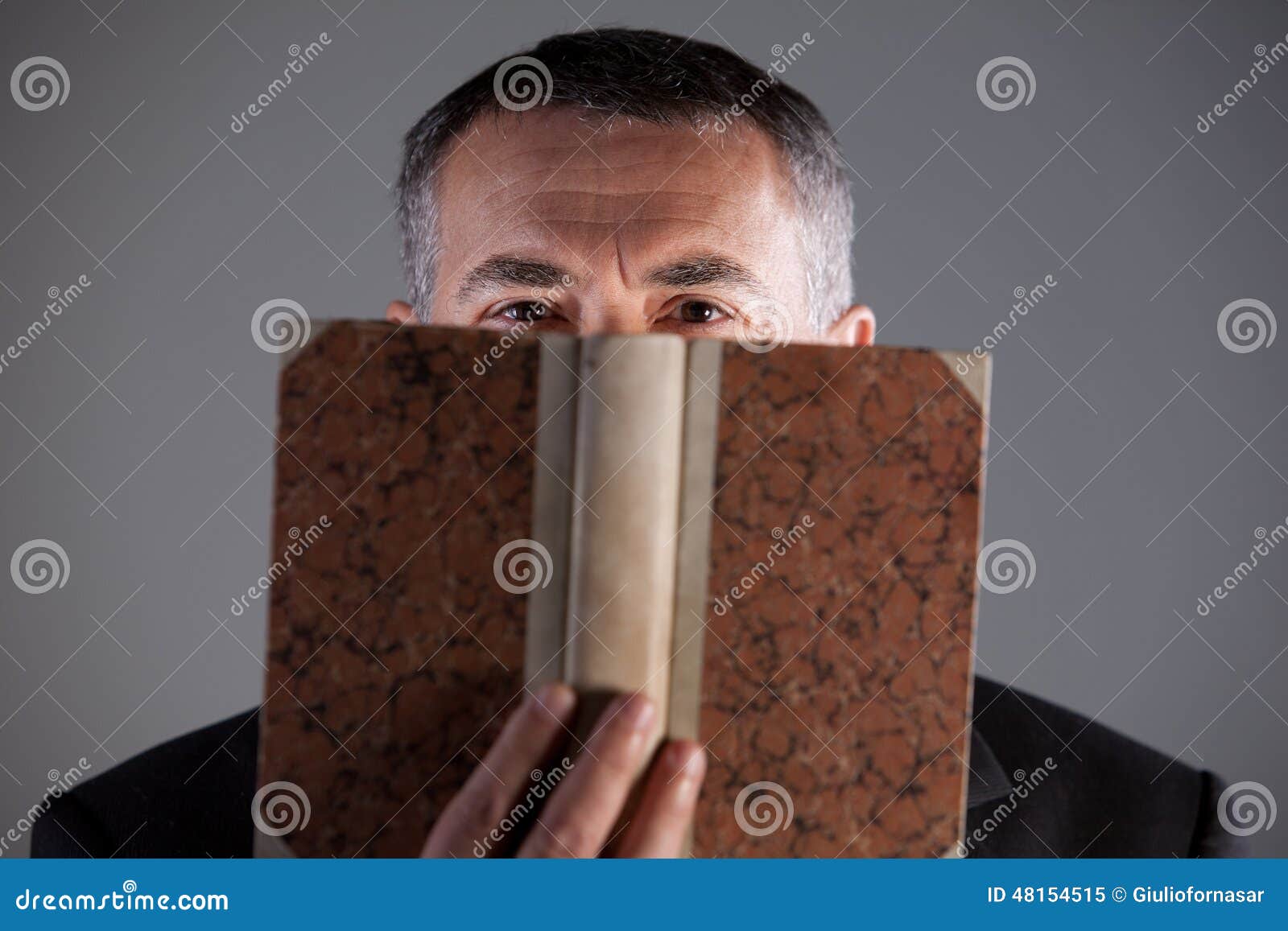 Mature Man Behind an Ancient Book Stock Image - Image of change, formal ...