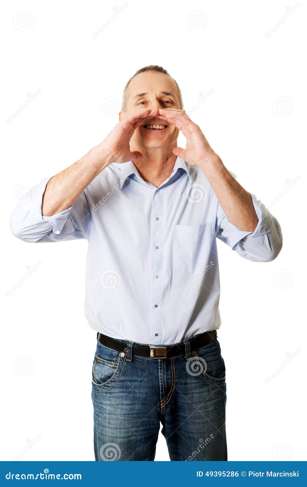 Mature man calling someone stock photo. Image of gentleman - 49395286