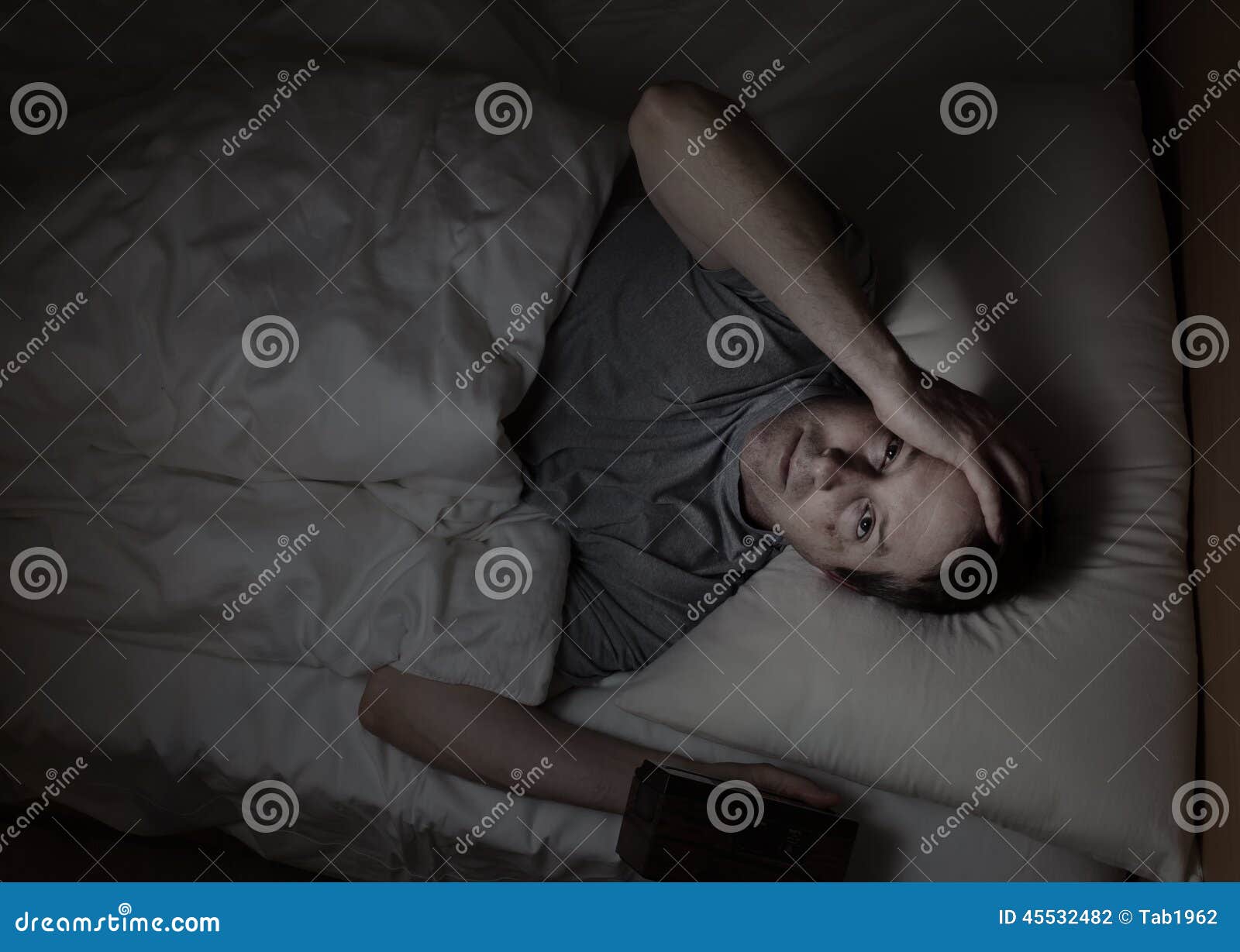 Mature Man Cannot Fall Asleep during Night Time Stock Photo - Image of ...