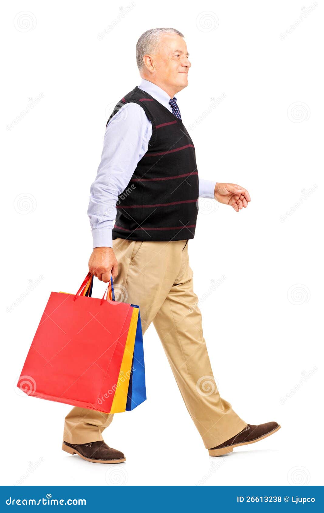 Mature Man Coming Back From Shopping Stock Photo - Image of buyer ...
