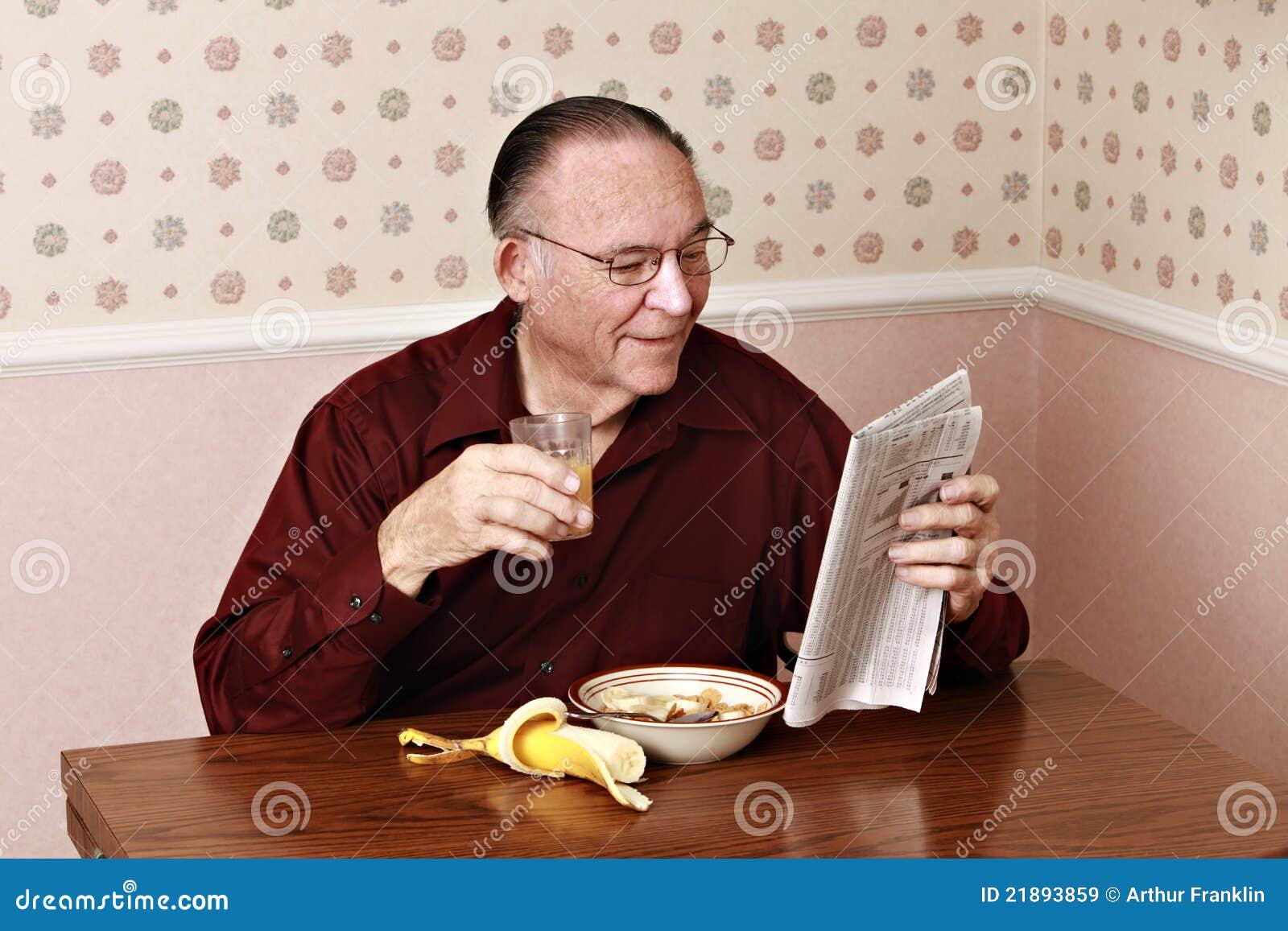 Mature Man Eating Breakfast Stock Image - Image of cereal, room: 21893859