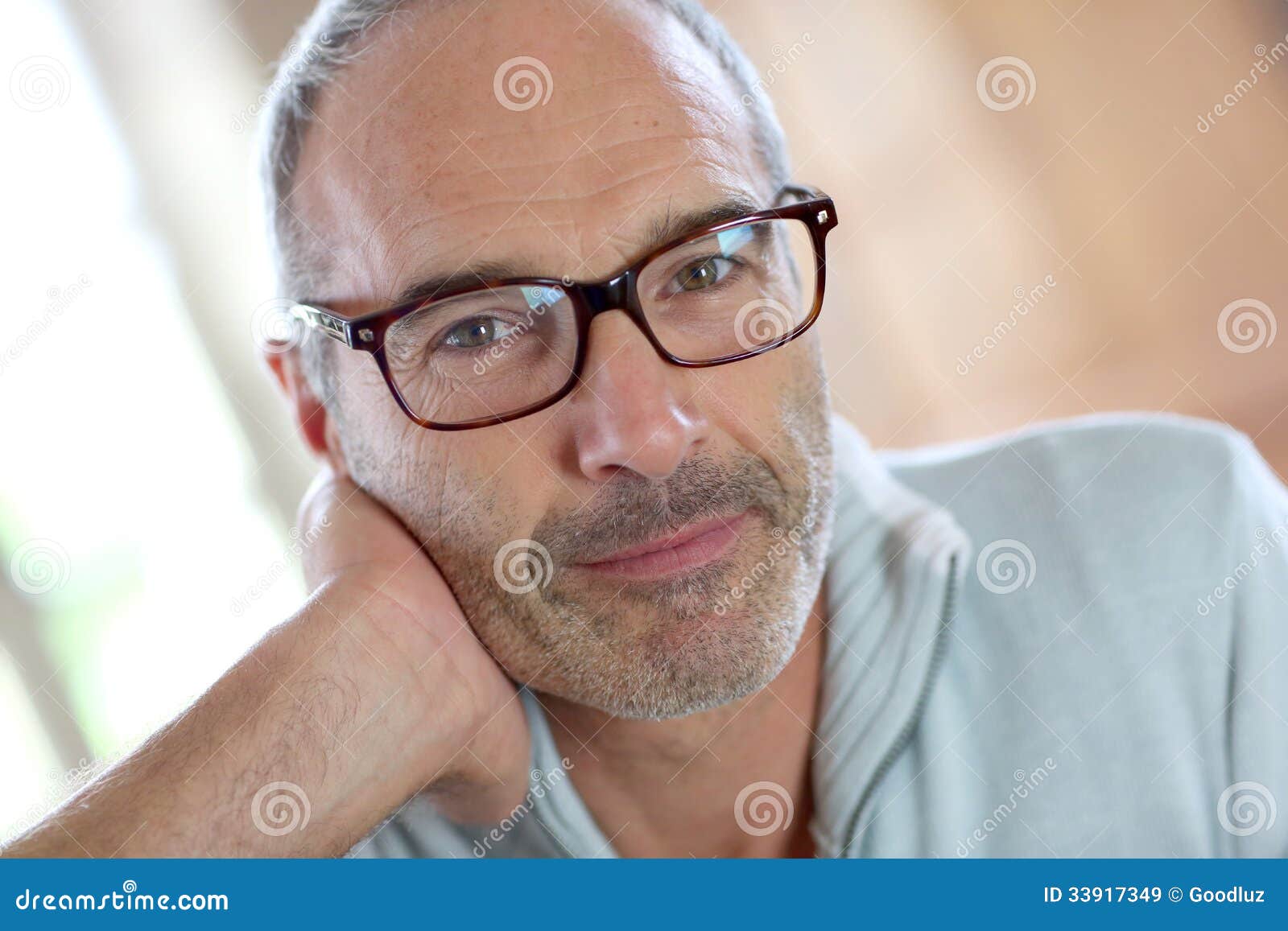 Mature Man with Eyeglasses Looking at Camera Stock Image - Image of ...