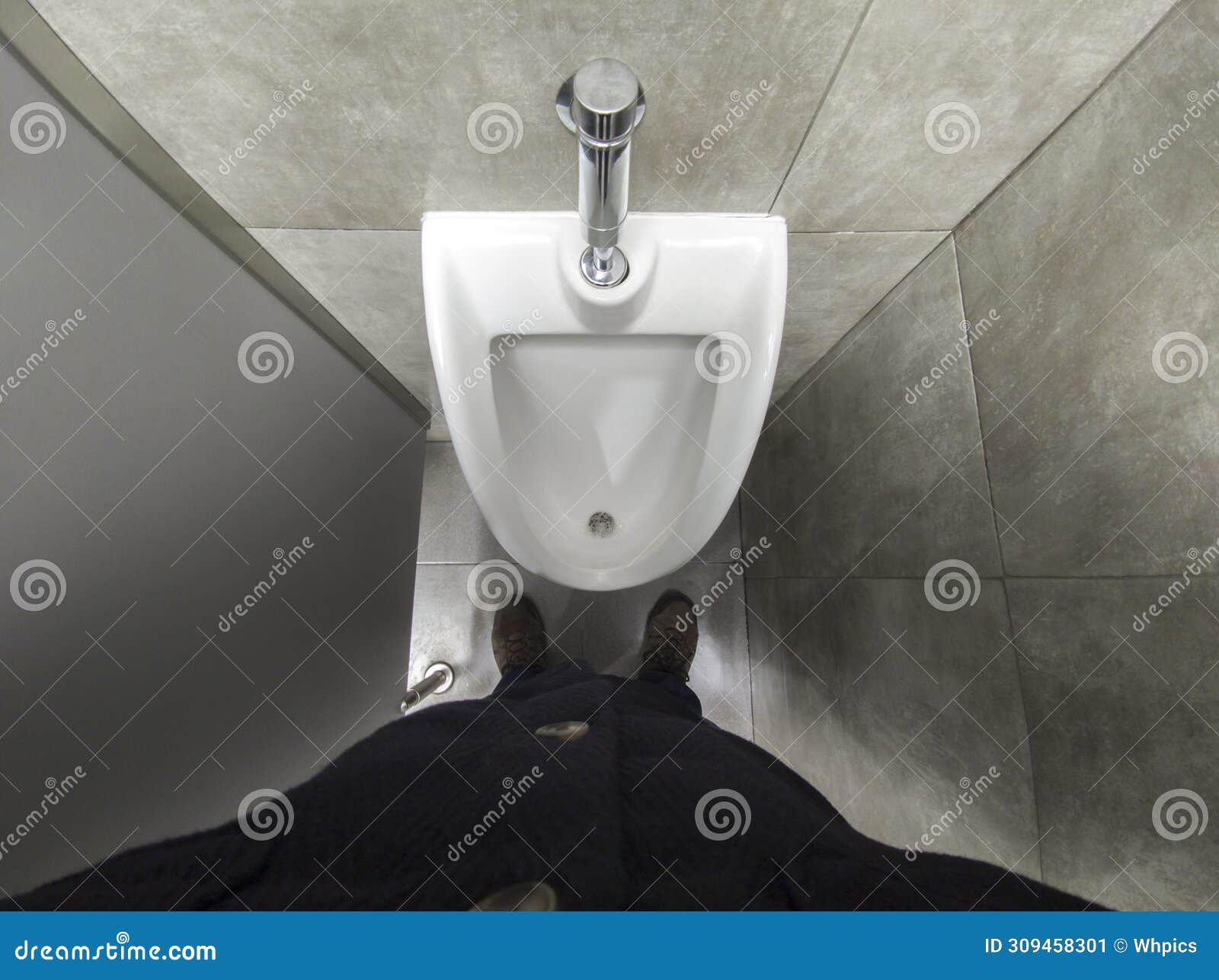Mature Man in Front of a Urinal Stock Image - Image of tiled, public ...