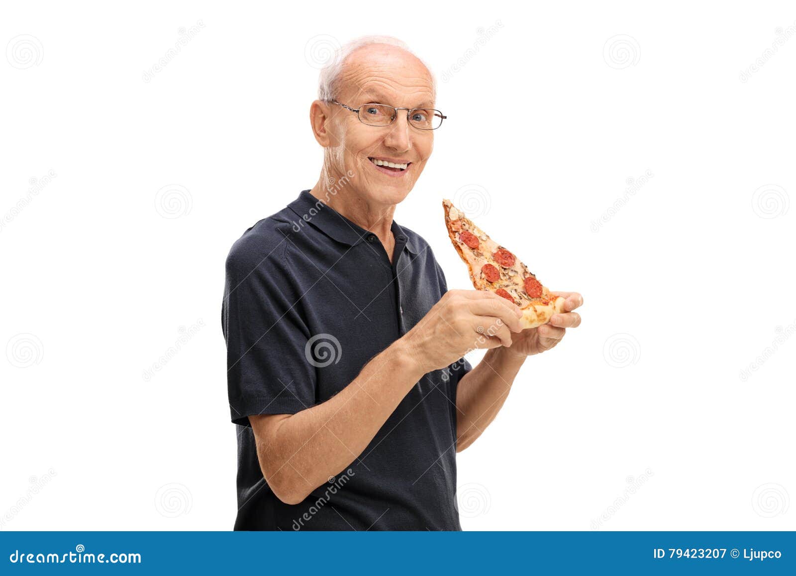 Mature Man Having a Pizza Slice Stock Image - Image of diet, caucasian ...