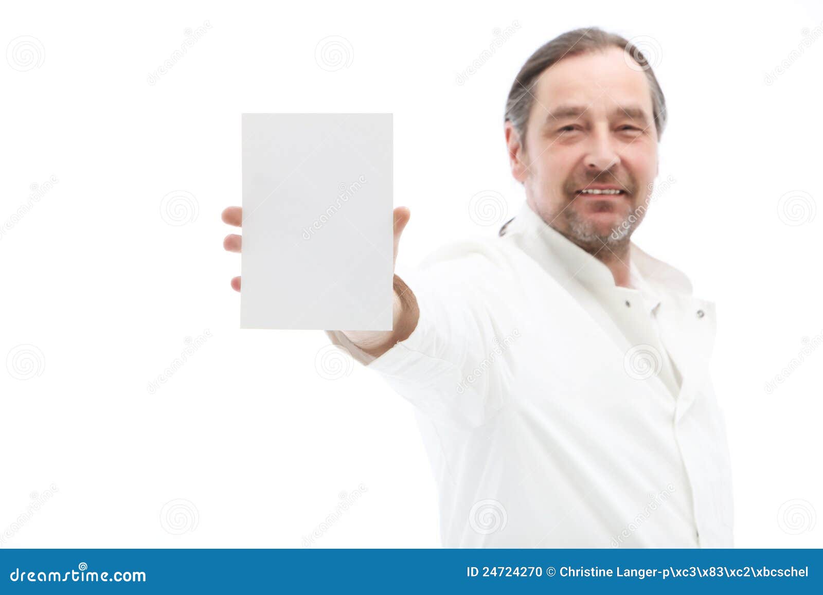 Mature Man Holding Blank Note Stock Photo - Image of identification ...