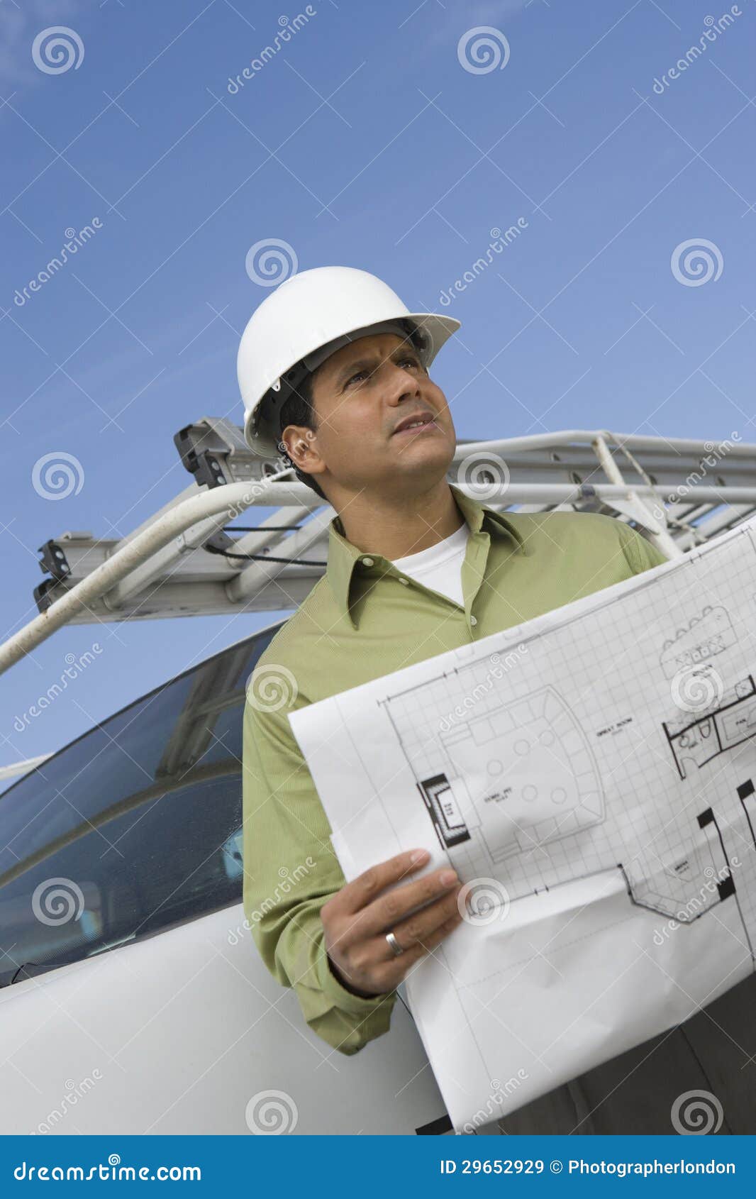 Mature Man Holding Blueprint Stock Image - Image of foreman, occupation ...