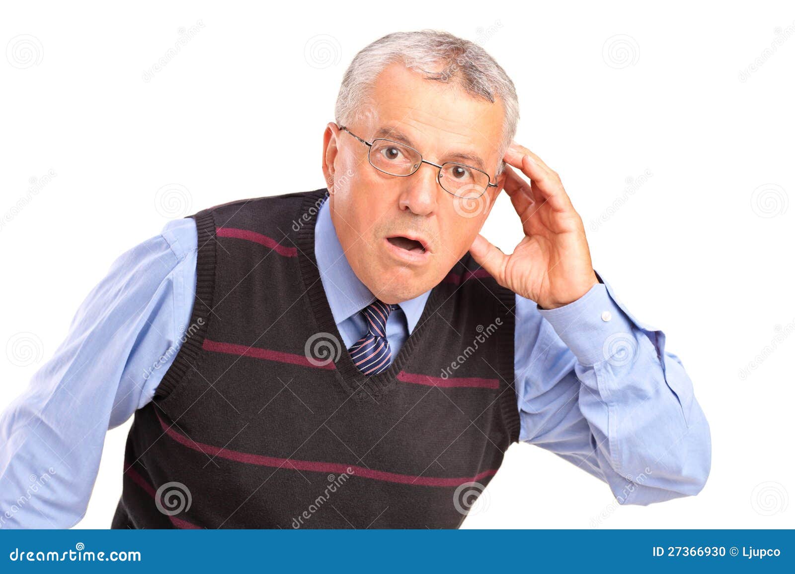 Mature Man Holding His Head and Gesturing What Stock Photo - Image of ...