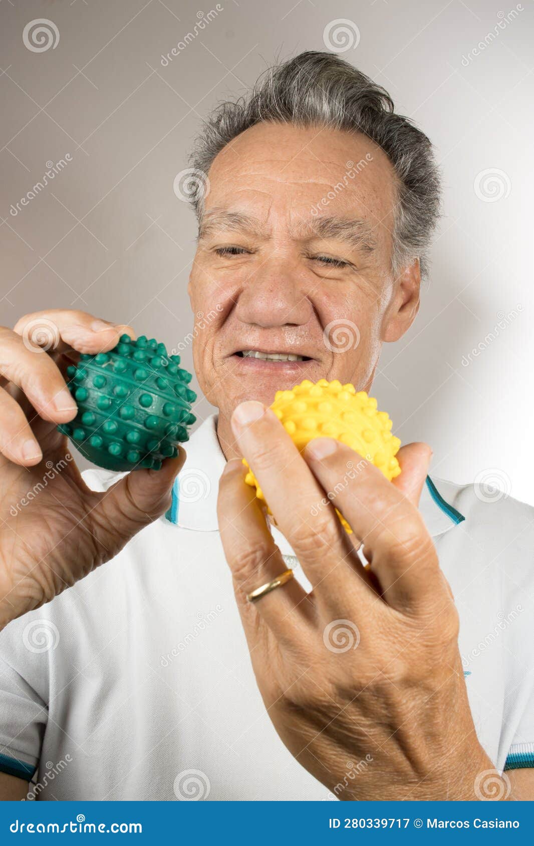 Mature Man Squeezing Massage Therapy Spike Balls Stock Image - Image of ...