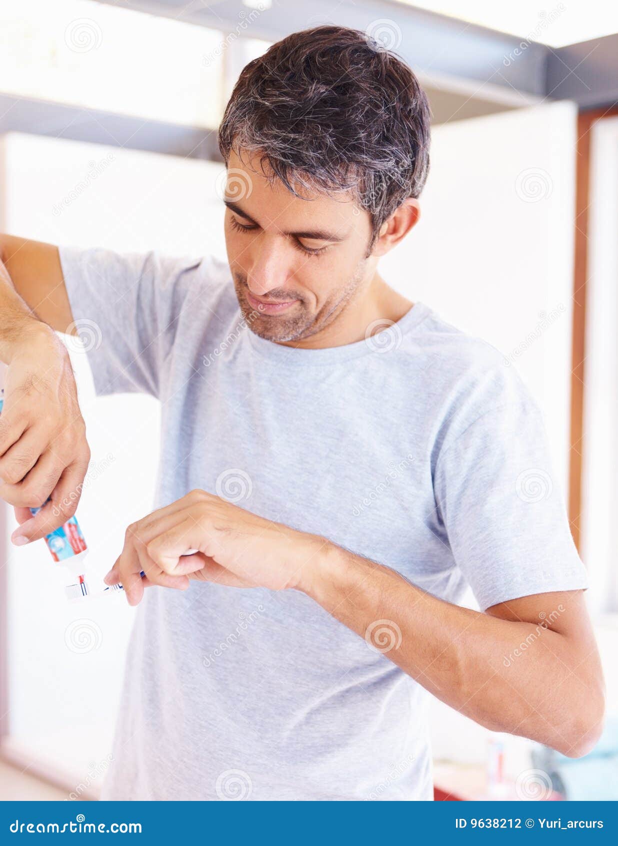Mature Man Holding Toothbrush and Toothpaste Stock Photo - Image of ...
