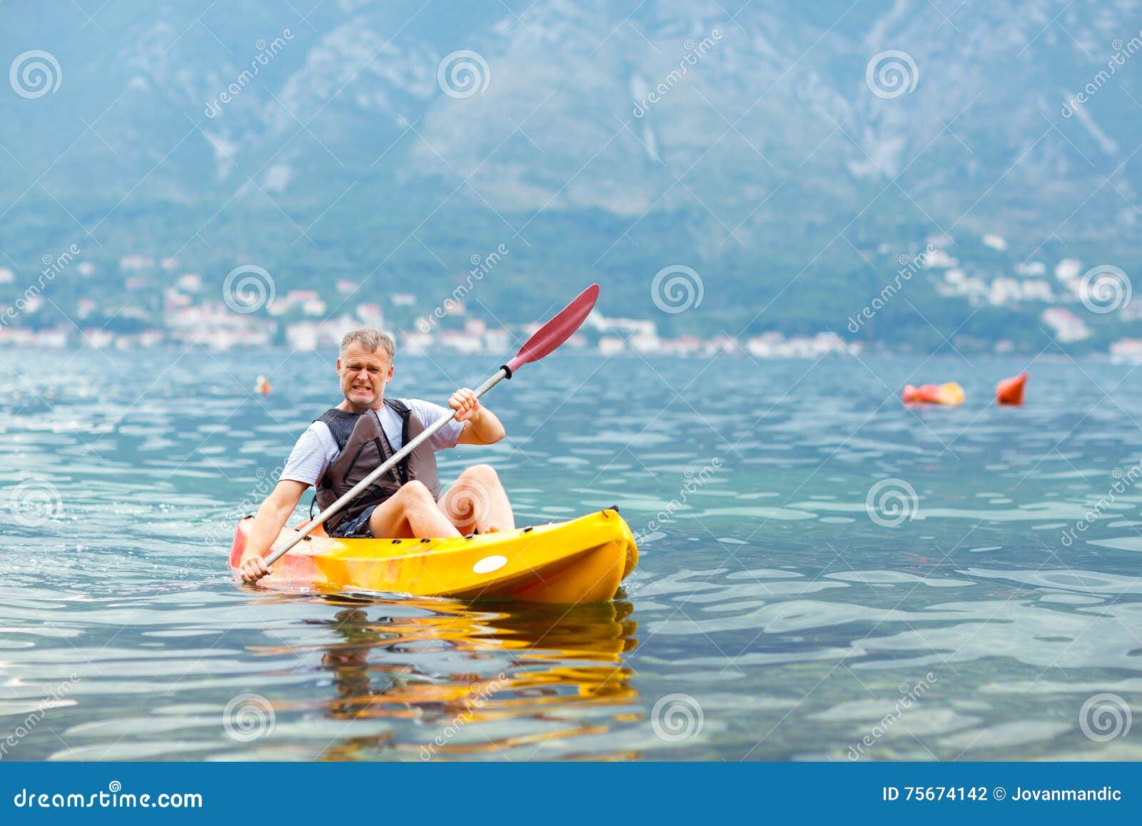 Mature Man Kayaking on the Sea Water Stock Photo - Image of exotic ...