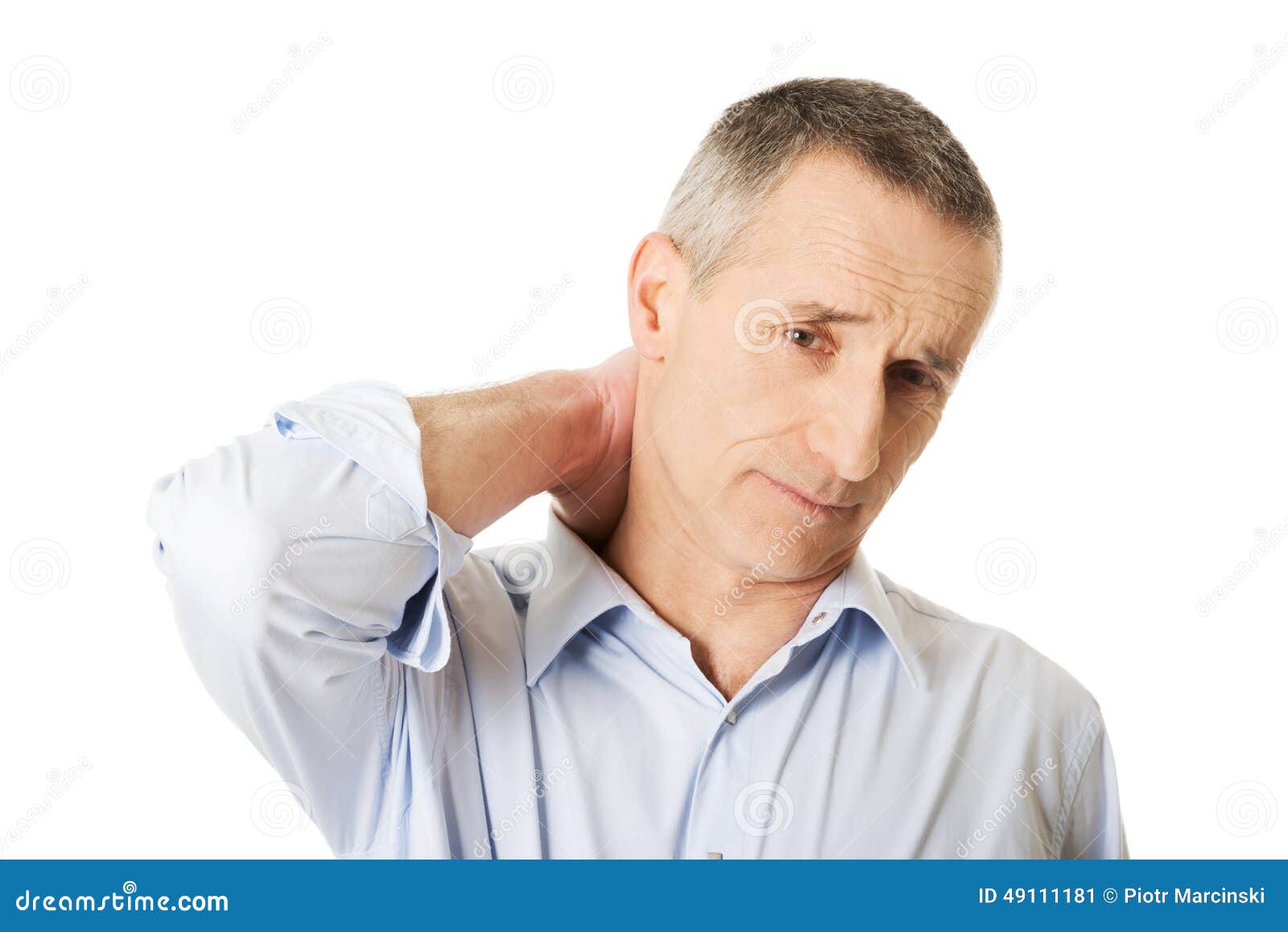 Mature man with neck pain stock image. Image of mature - 49111181