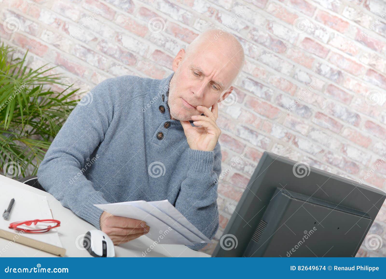 Mature Man Opening Letter Envelope Stock Photo - Image of executive ...