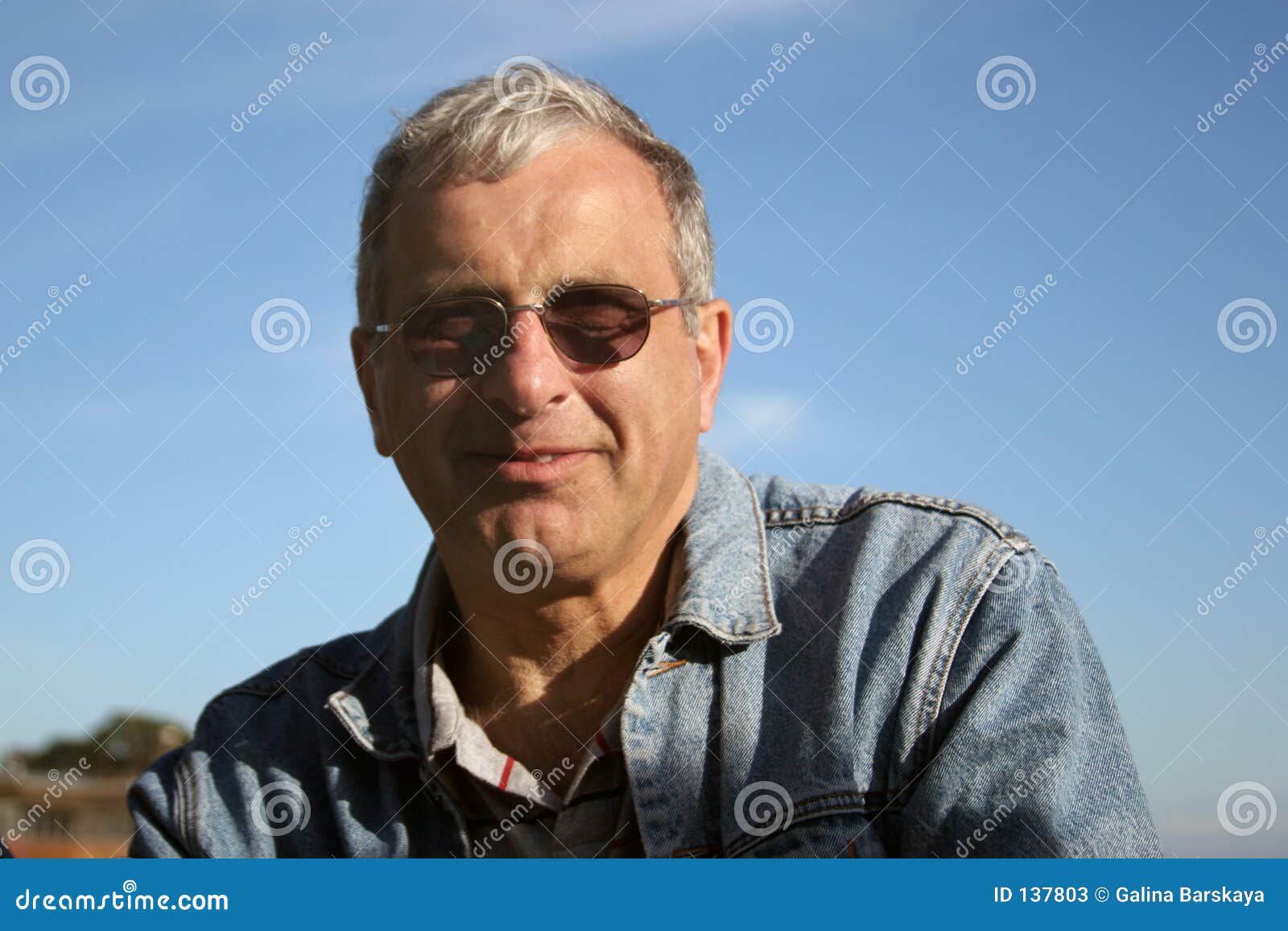 Mature man outdoor stock image. Image of bald, people, denim - 137803
