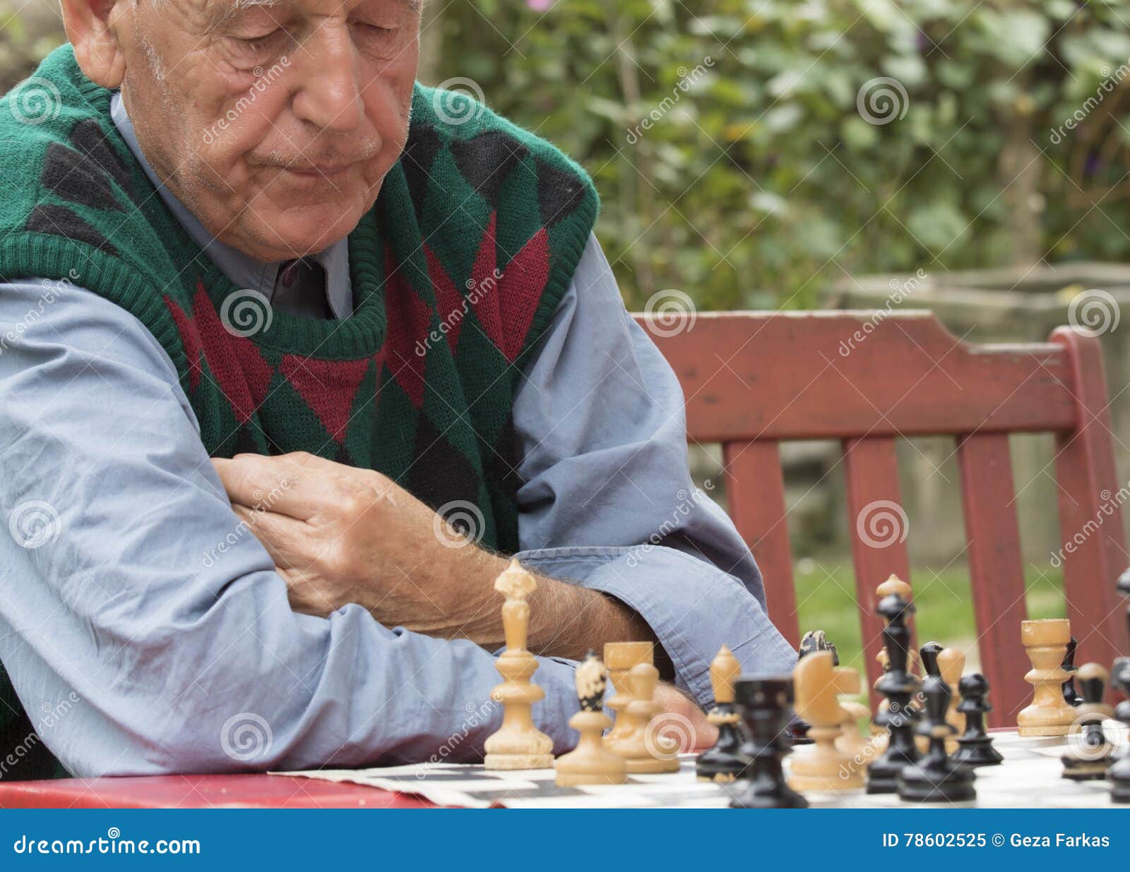 Mature man playing chess stock image. Image of adult - 78602525
