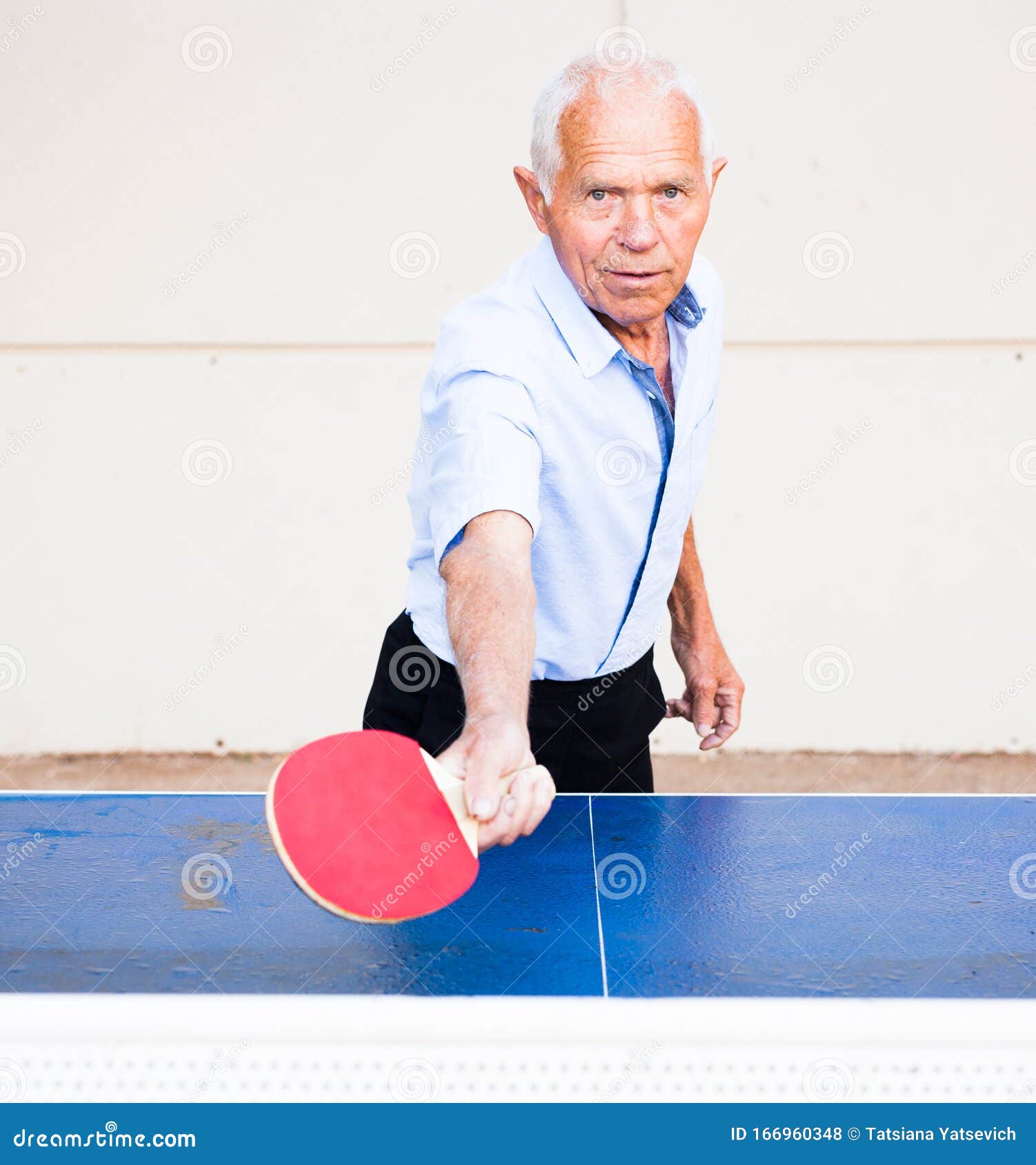 Mature Man Playing Ping Pong Outdoors Stock Photo - Image of natural ...