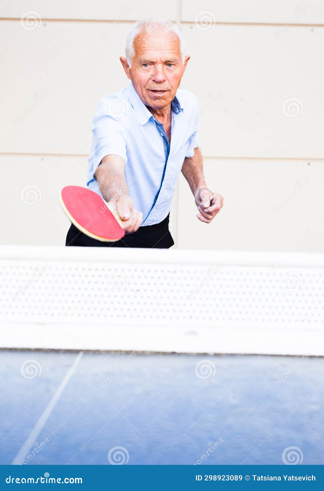 Mature Man Playing Ping Pong Outdoors Stock Image - Image of smile ...