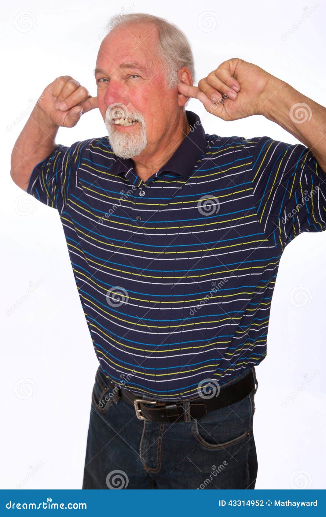 Mature Man Plugging His Ears Stock Photo - Image of isolated, healthy ...