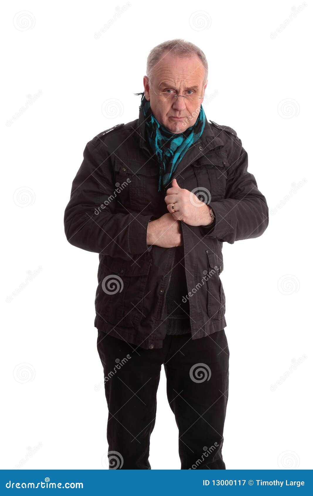 Mature Man Putting His Jacket on Stock Image - Image of mature, scarf ...