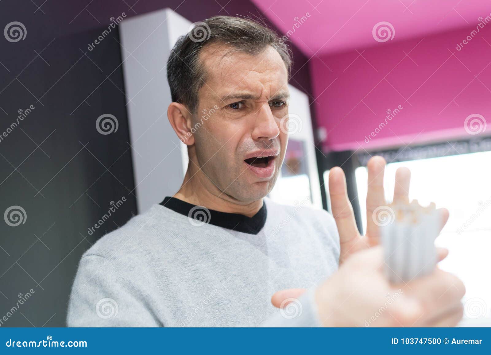 Mature Man Refuse Cigarettes Stock Photo - Image of abuse, denial ...