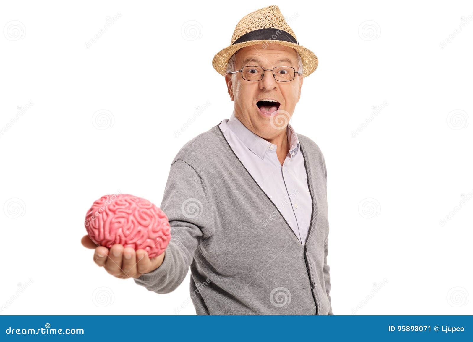 Mature Man Showing a Brain Model Stock Image - Image of brain ...