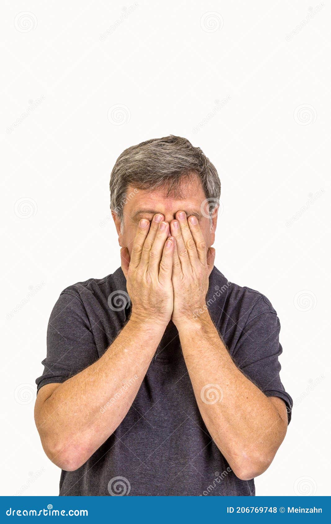 Mature Man Slapping Hands in Front of the Face Stock Photo - Image of ...