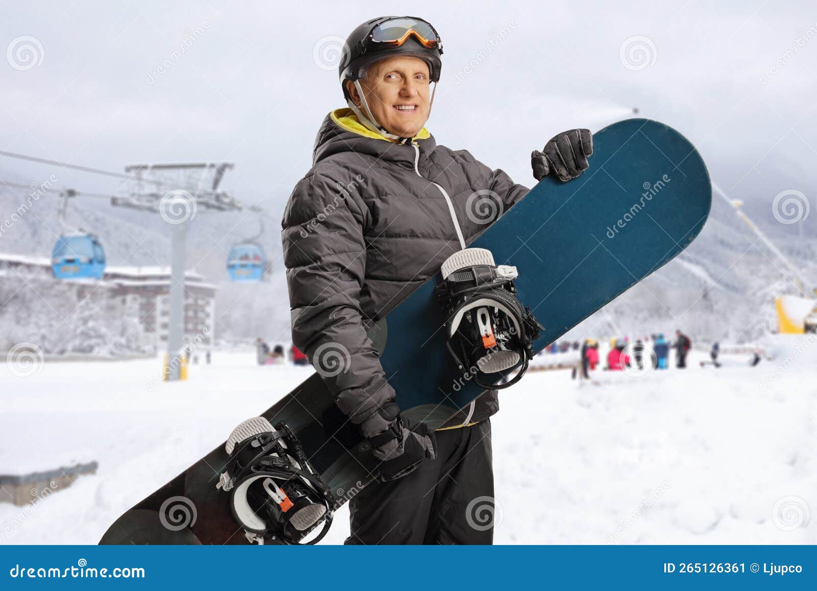 Mature Man with Snowboard Posing at a Ski Resort Stock Image - Image of ...