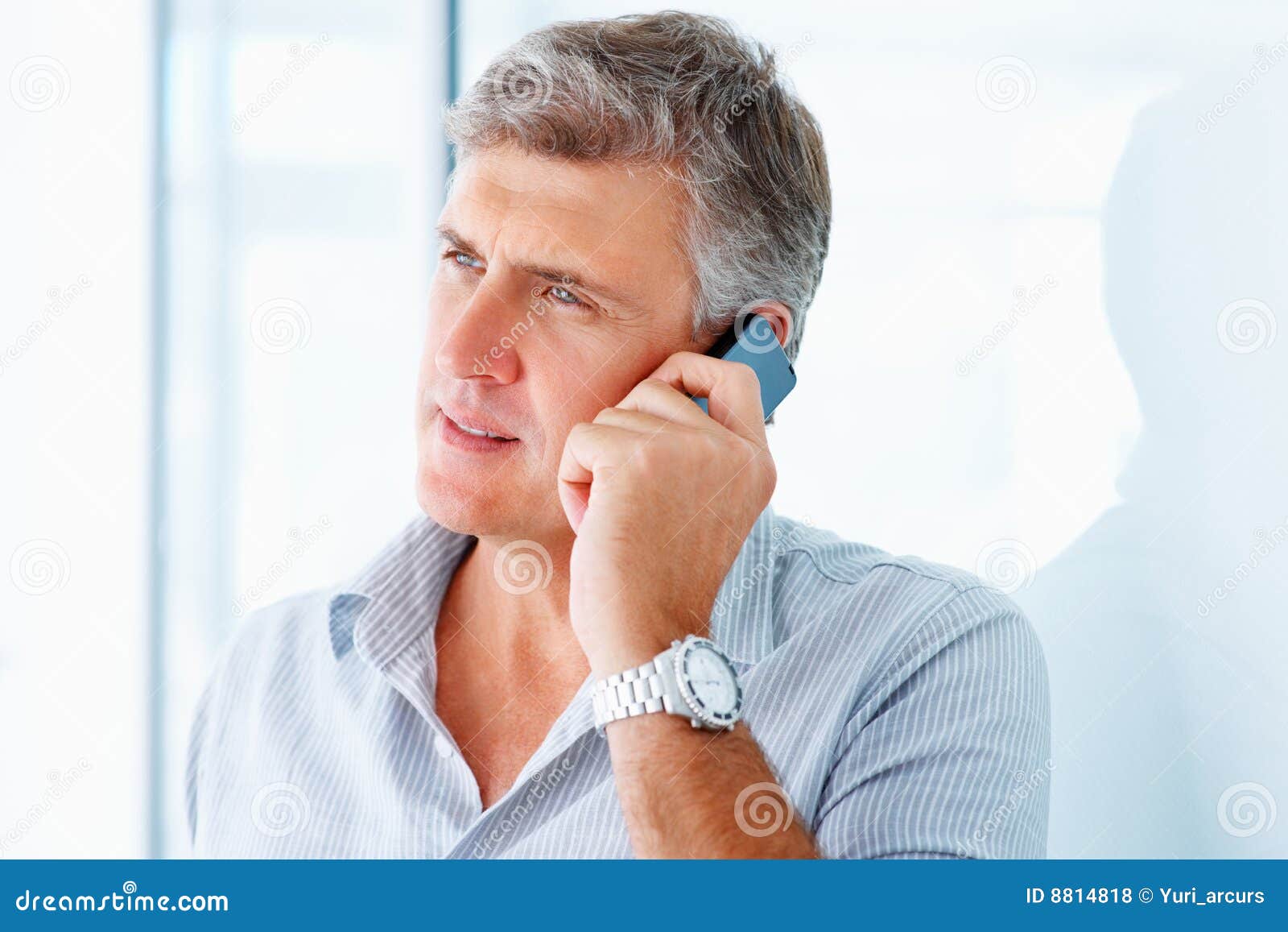 Mature Man Speaking on a Cellphone Stock Photo - Image of conversation ...