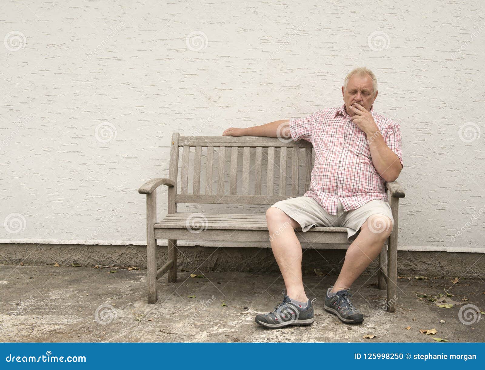 Mature Man Thinking on a Wooden Bench Stock Photo - Image of worries ...