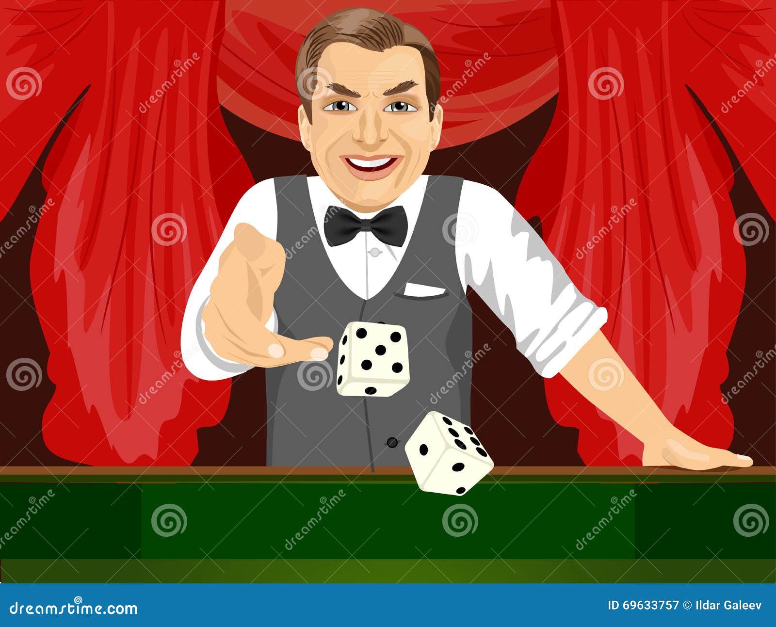 Mature Man Throwing Dice in Casino Playing Craps Stock Vector ...