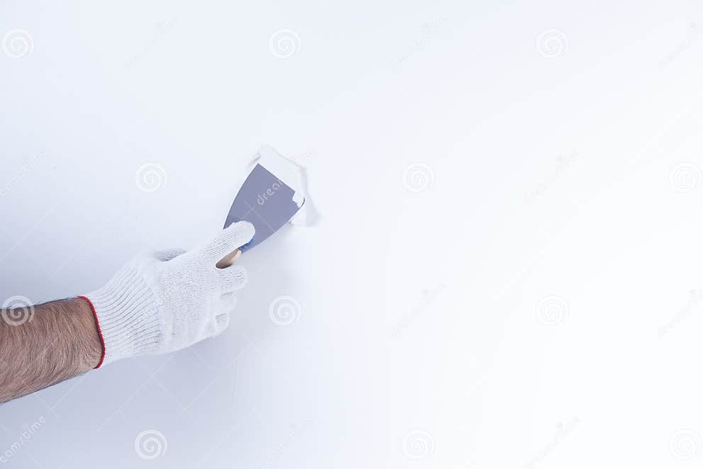 Mature man using scraper stock image. Image of removing - 177837469