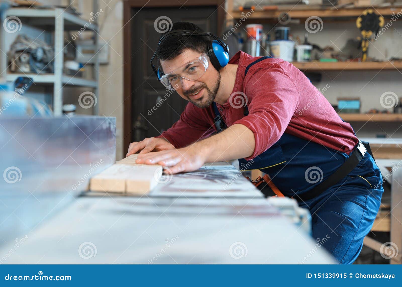 Mature Man Using Wood Working Machine Stock Image - Image of business ...