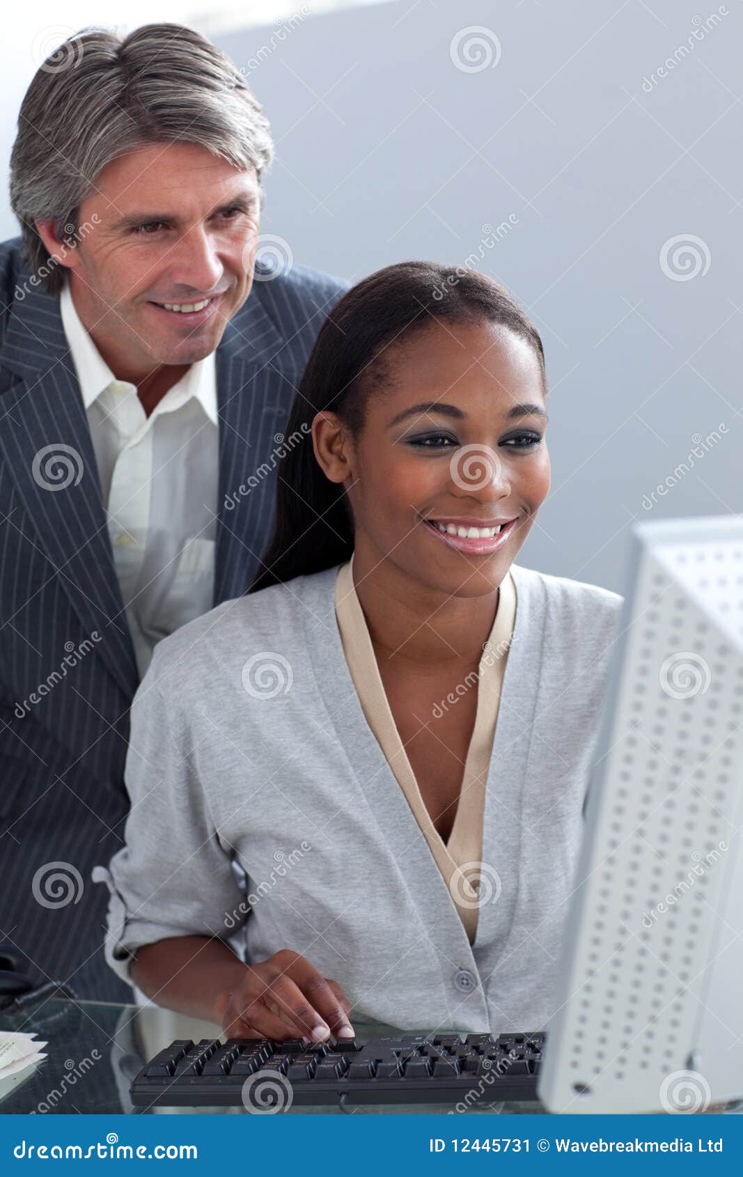 Mature Manager Checking His Employee S Work Stock Image - Image of ...