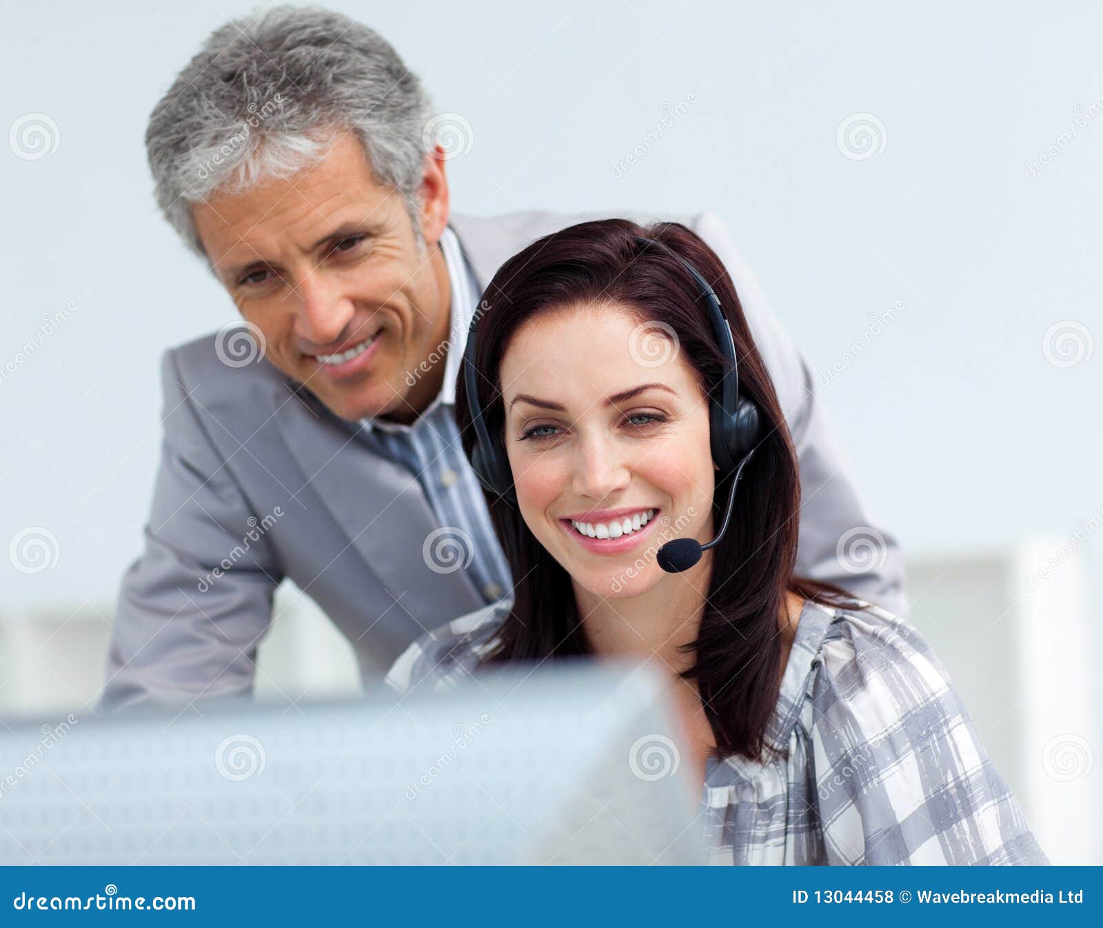 Mature Manager Checking His Employee S Work Stock Photo - Image of help ...