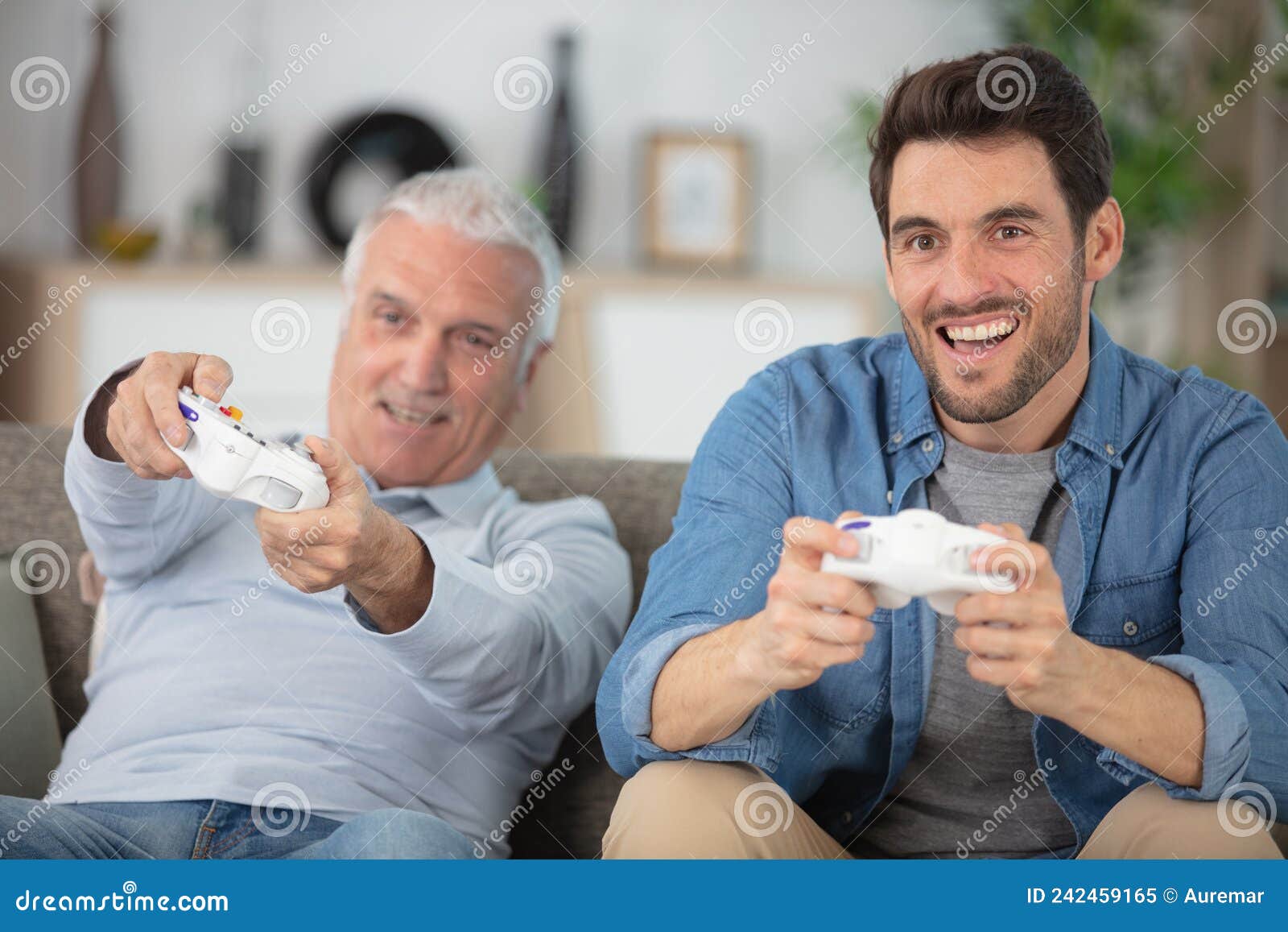 Mature Men Playing Computer Game Stock Image - Image of console ...