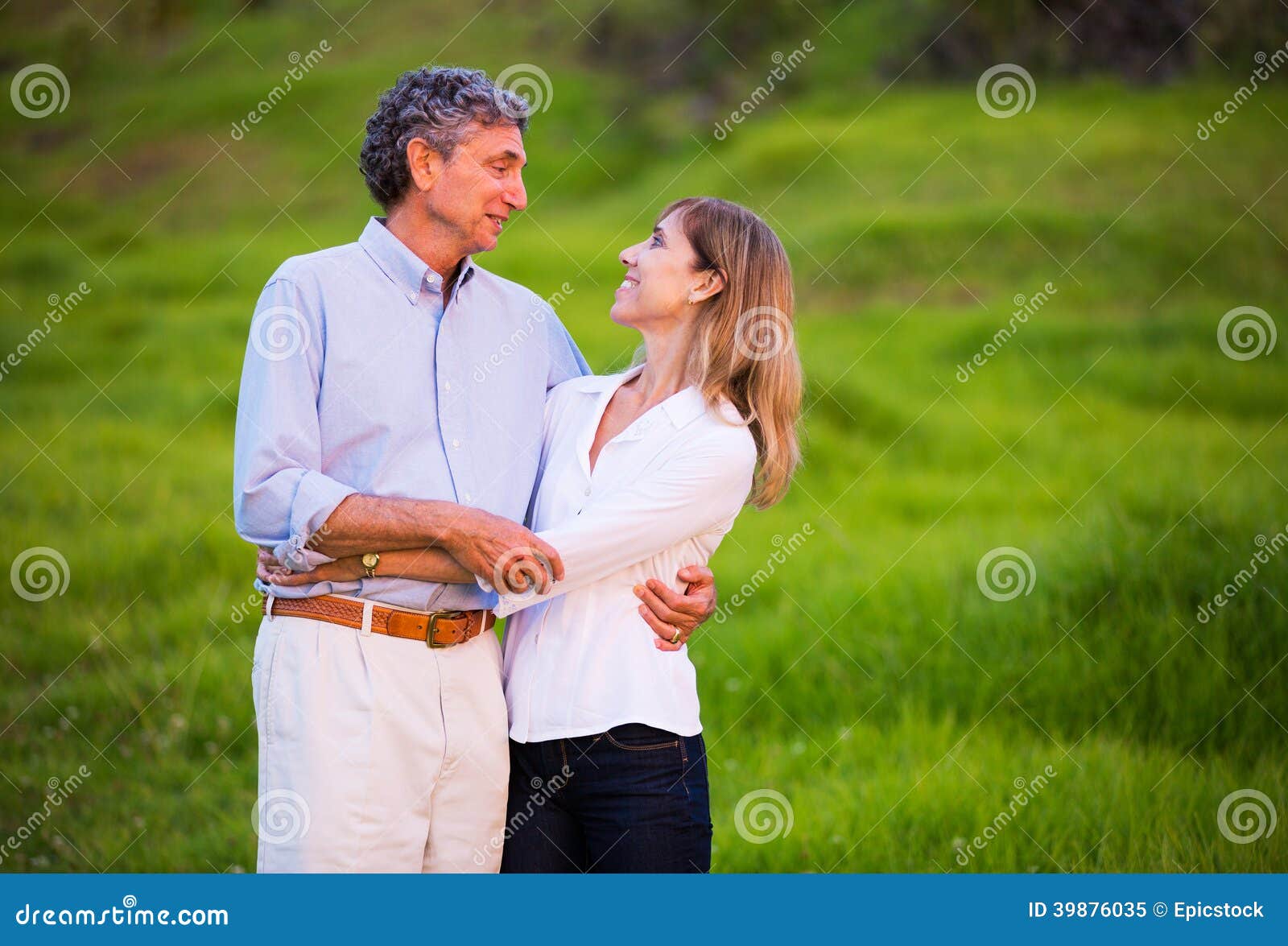 Mature Middle Age Couple in Love Hugging Stock Image - Image of ...