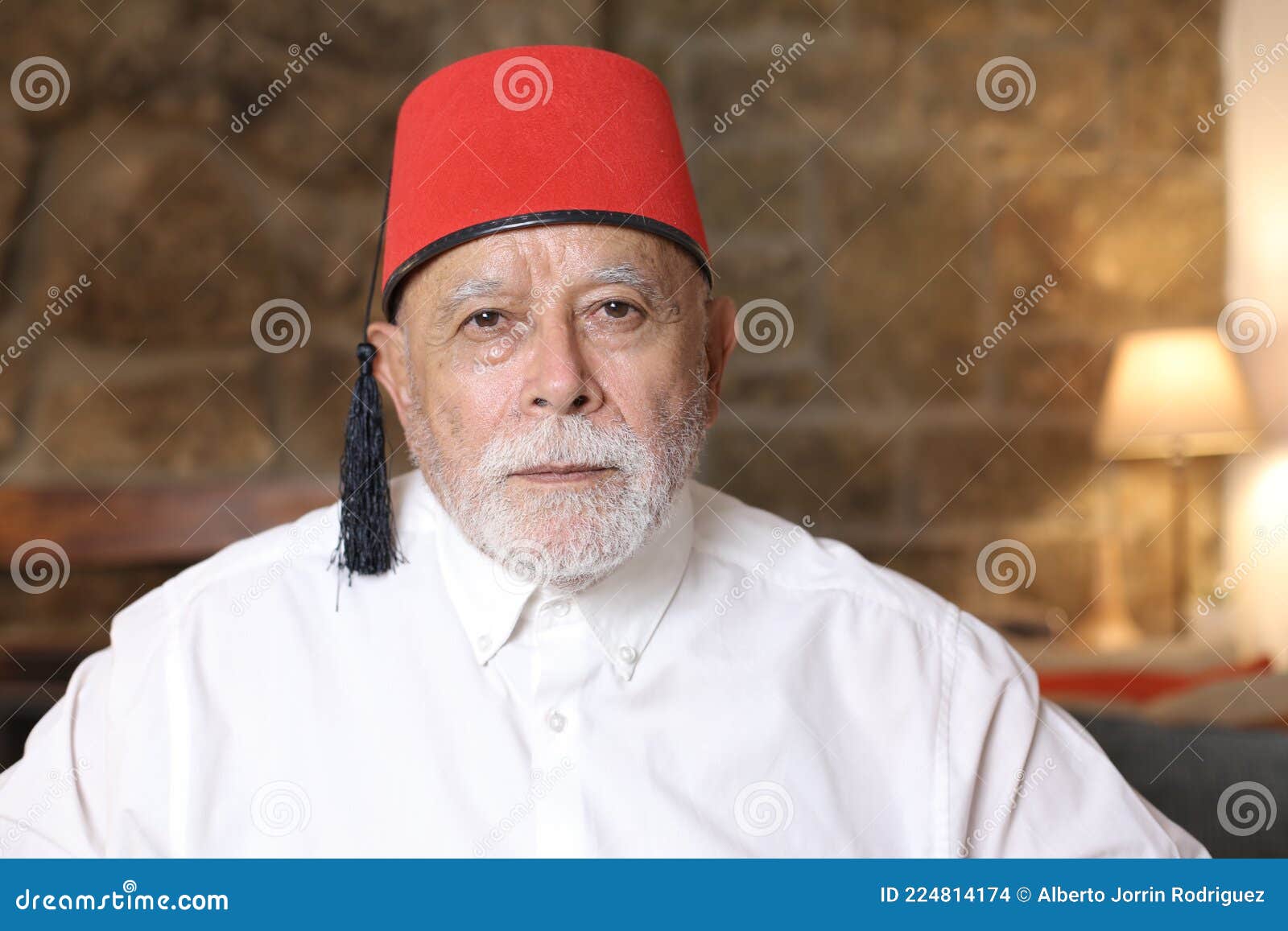 Mature Middle Eastern Man Wearing Classic Fez Hat Stock Photo - Image ...