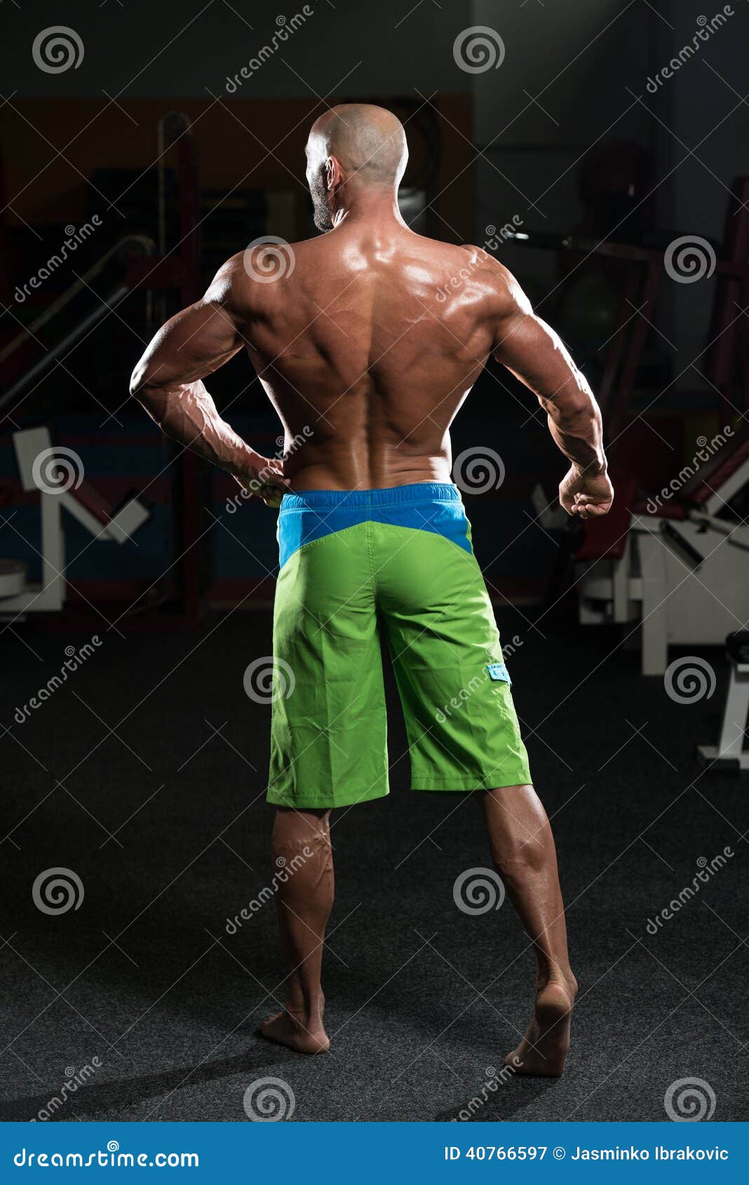 Mature Muscular Man Flexing Muscles Stock Image - Image of lighting ...