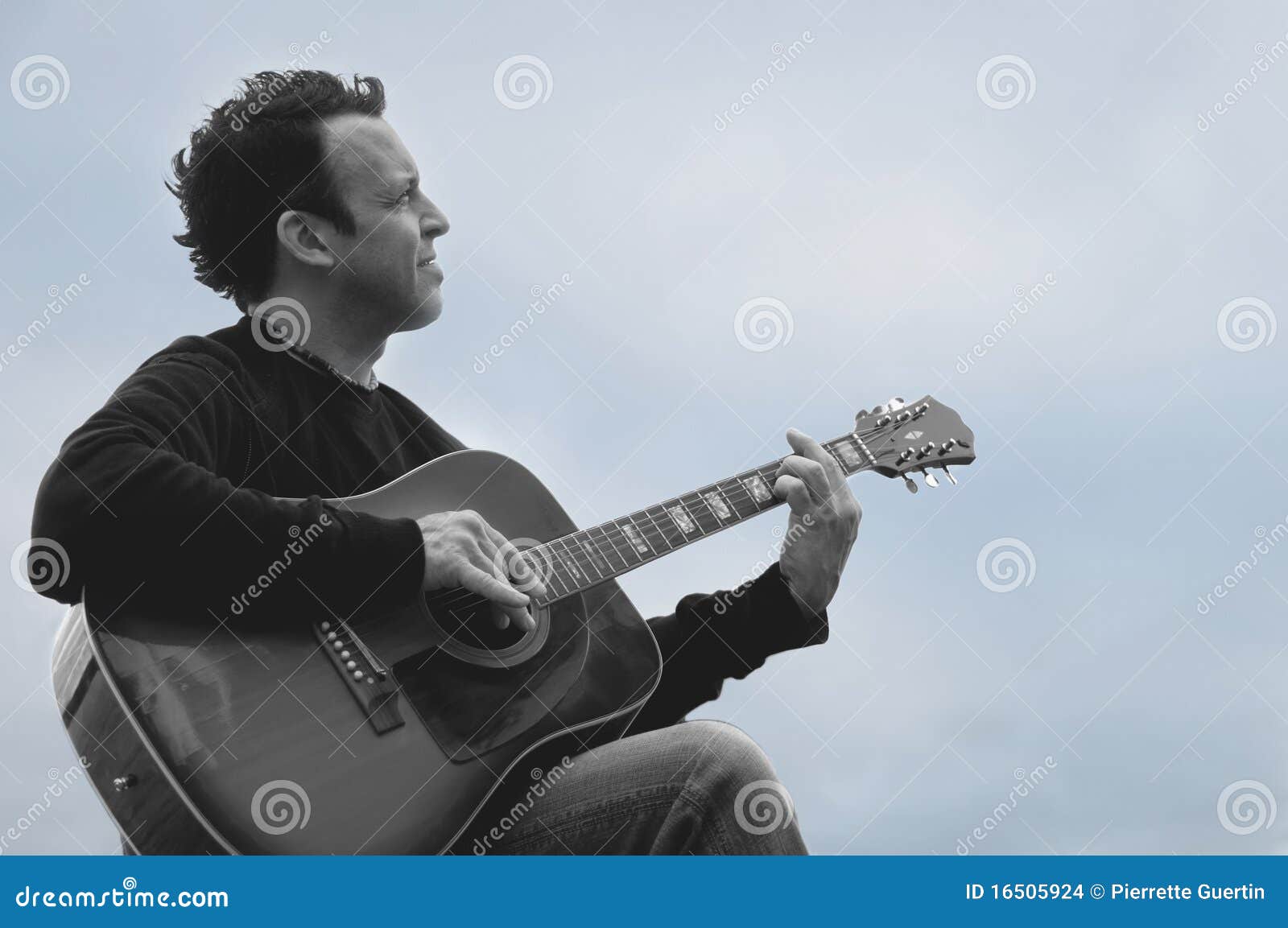 Mature musician profile stock photo. Image of cloudscape - 16505924