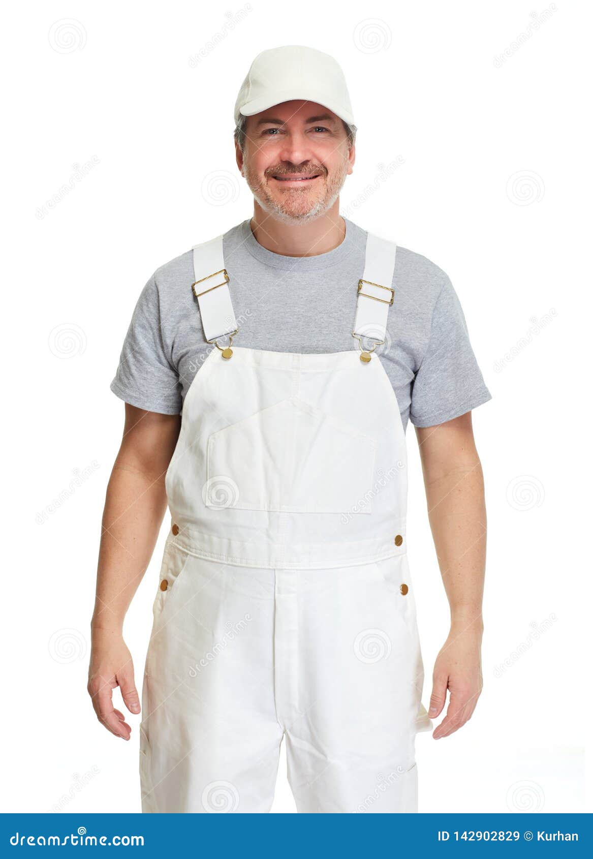 Painter Man on White Background Stock Image - Image of fettler, builder ...