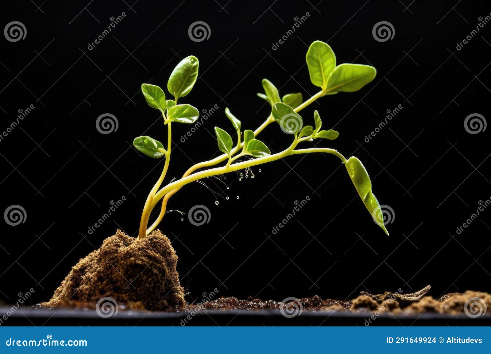 A Mature Plant Bending Over a Newly Sprouted Seedling Stock Photo ...