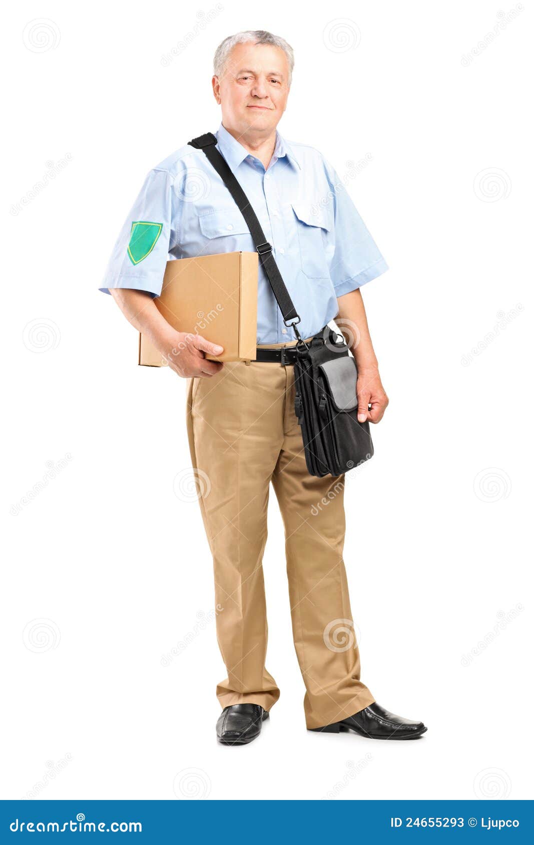 Mature Postman Delivering a Box Stock Image - Image of postman, mature ...