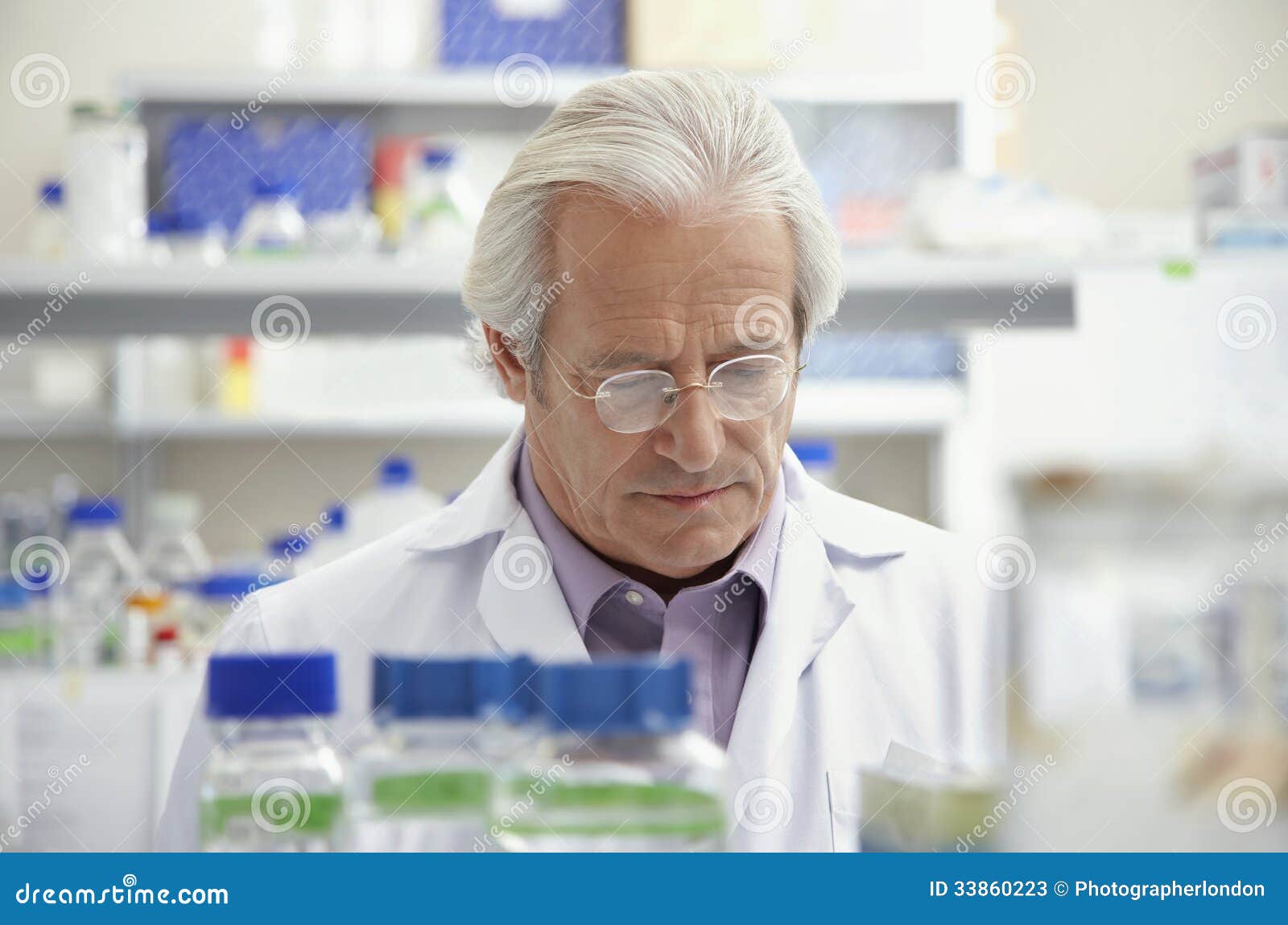 Mature Scientist in Laboratory Stock Image - Image of glass, knowledge ...